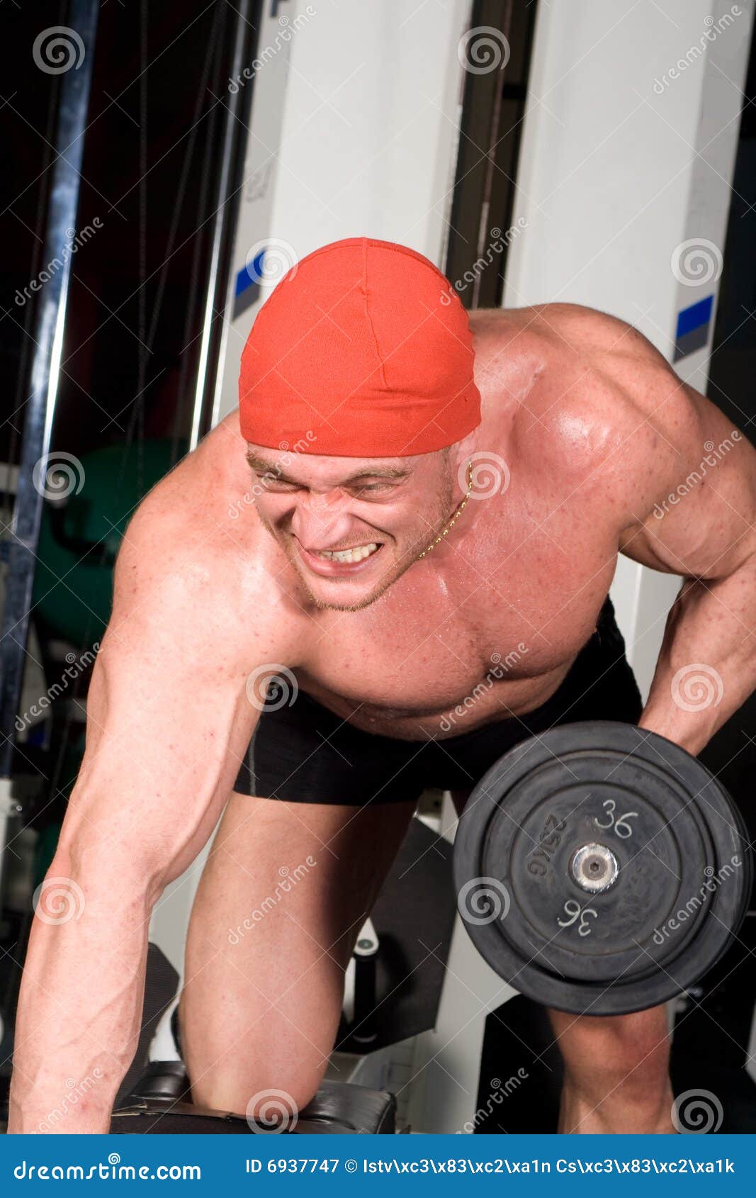 Bodybuilder training stock image. Image of muscle, lifting - 6937747