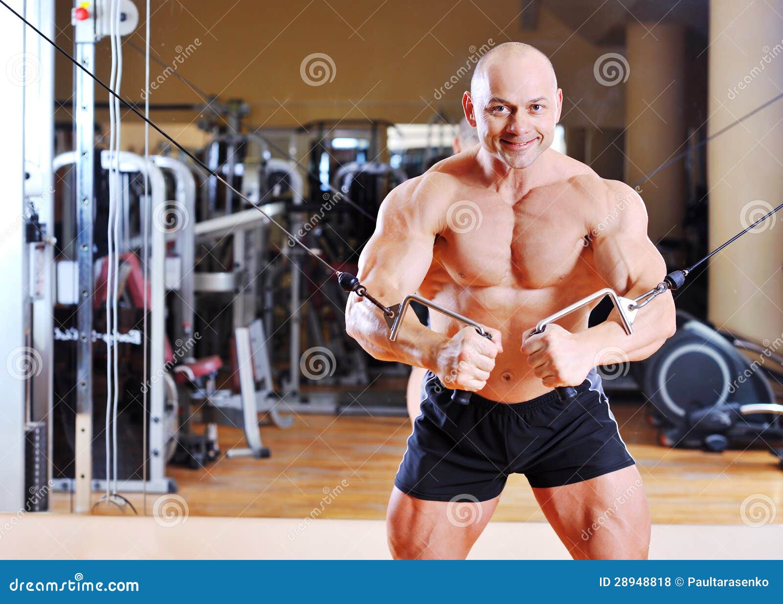 Bodybuilder Training Chest on Simulator Stock Photo - Image of people ...