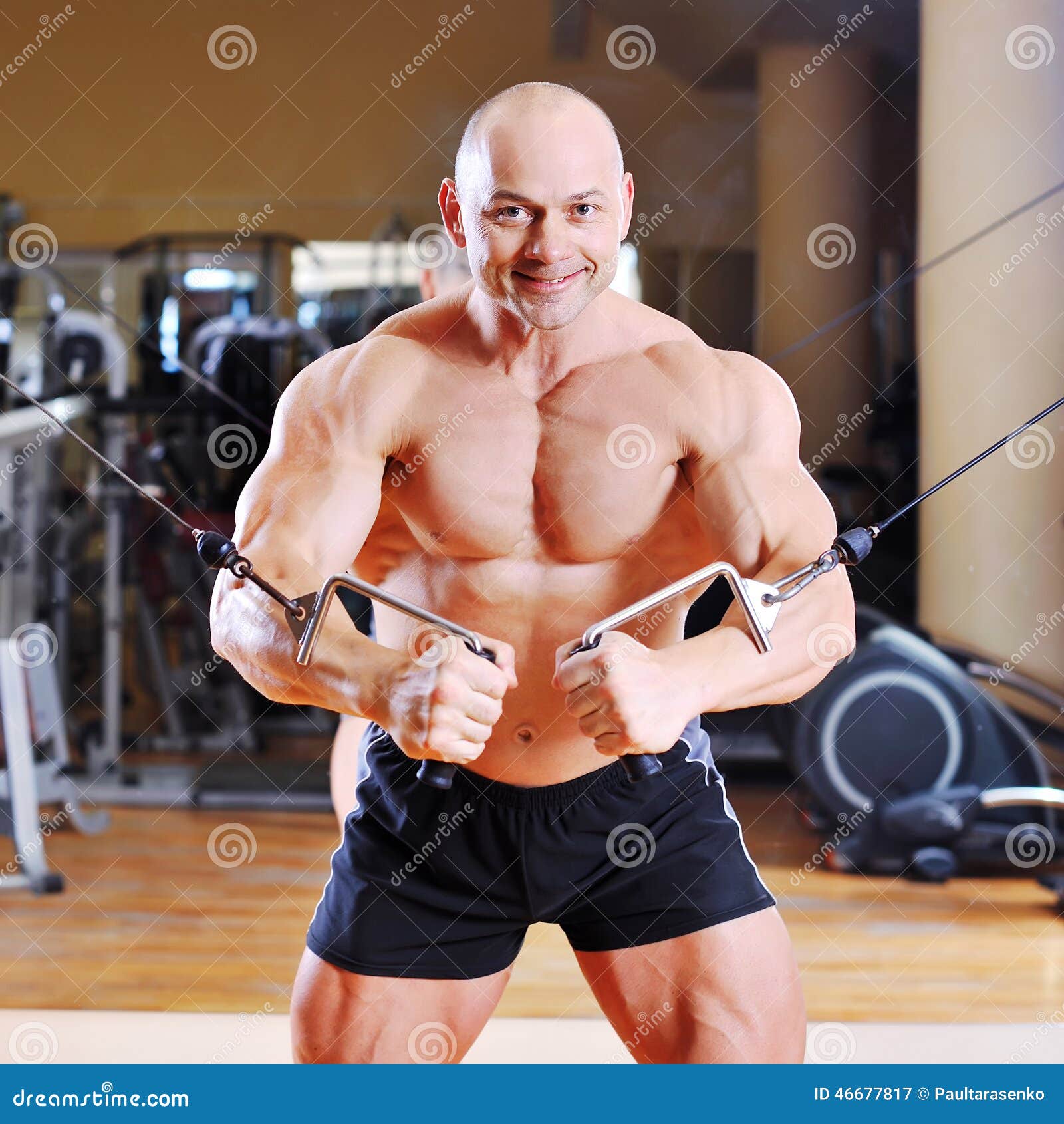 Bodybuilder Training Chest on Simulator Stock Image - Image of male ...
