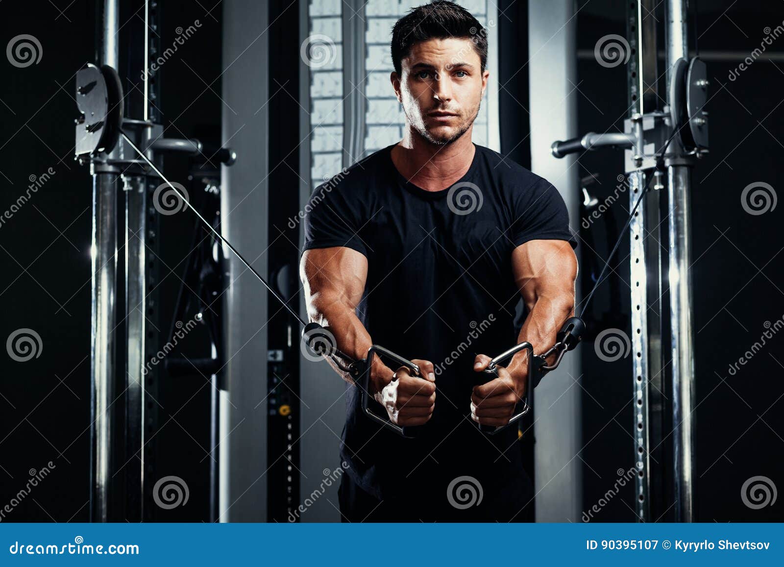 Bodybuilder Training in the Gym Crossover Stock Image - Image of energy ...
