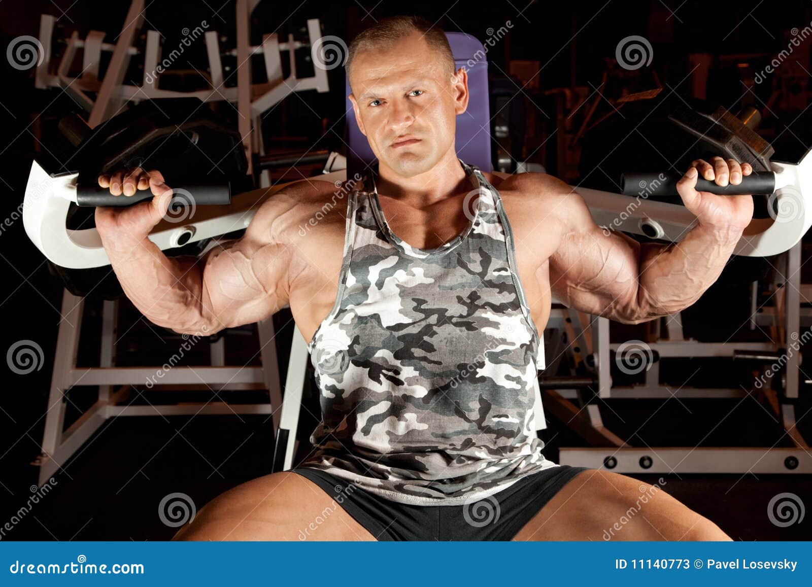 Bodybuilder in Training Room Stock Image - Image of builder, biceps ...