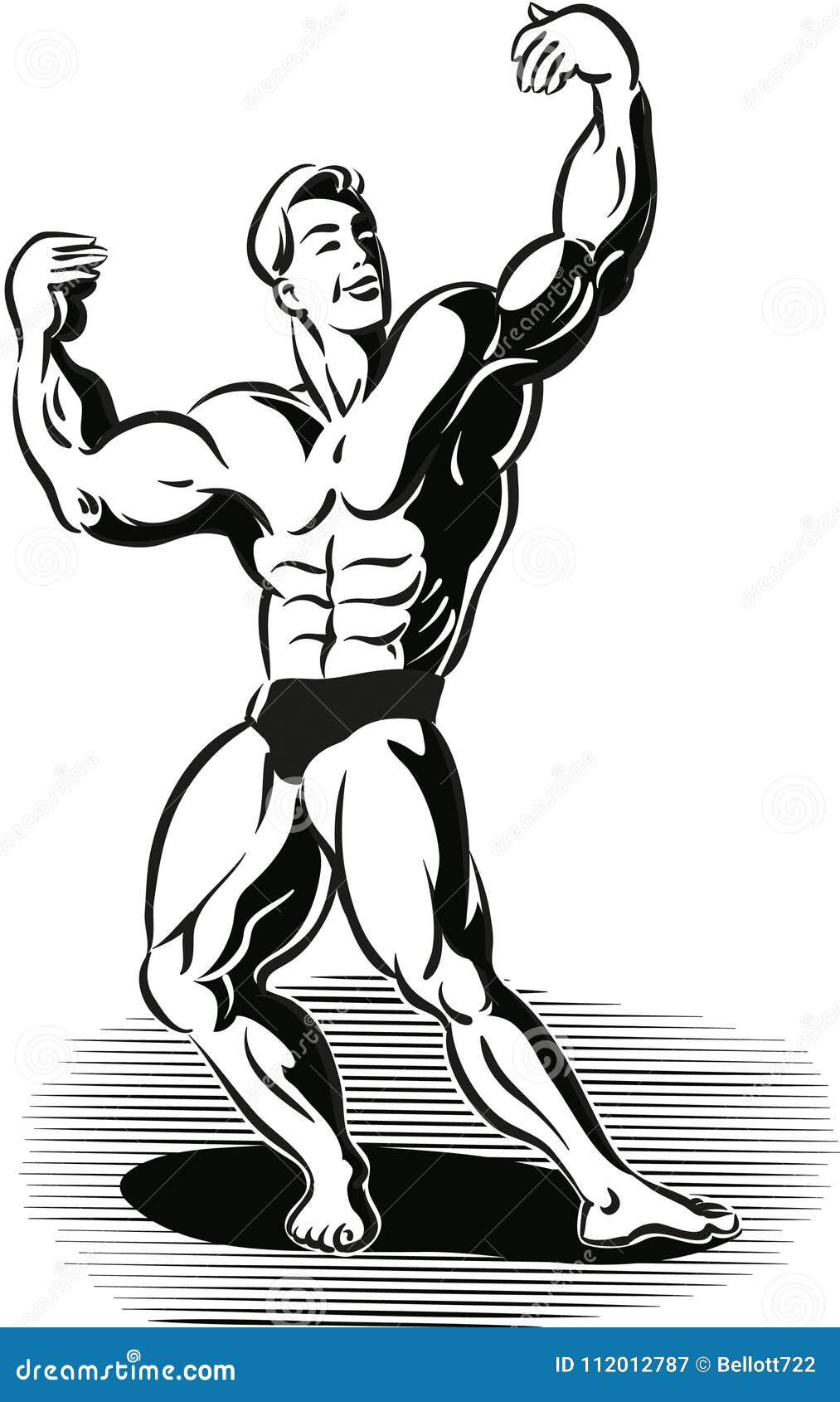 Bodybuilder in a Typical Plastic Pose Stock Illustration - Illustration ...