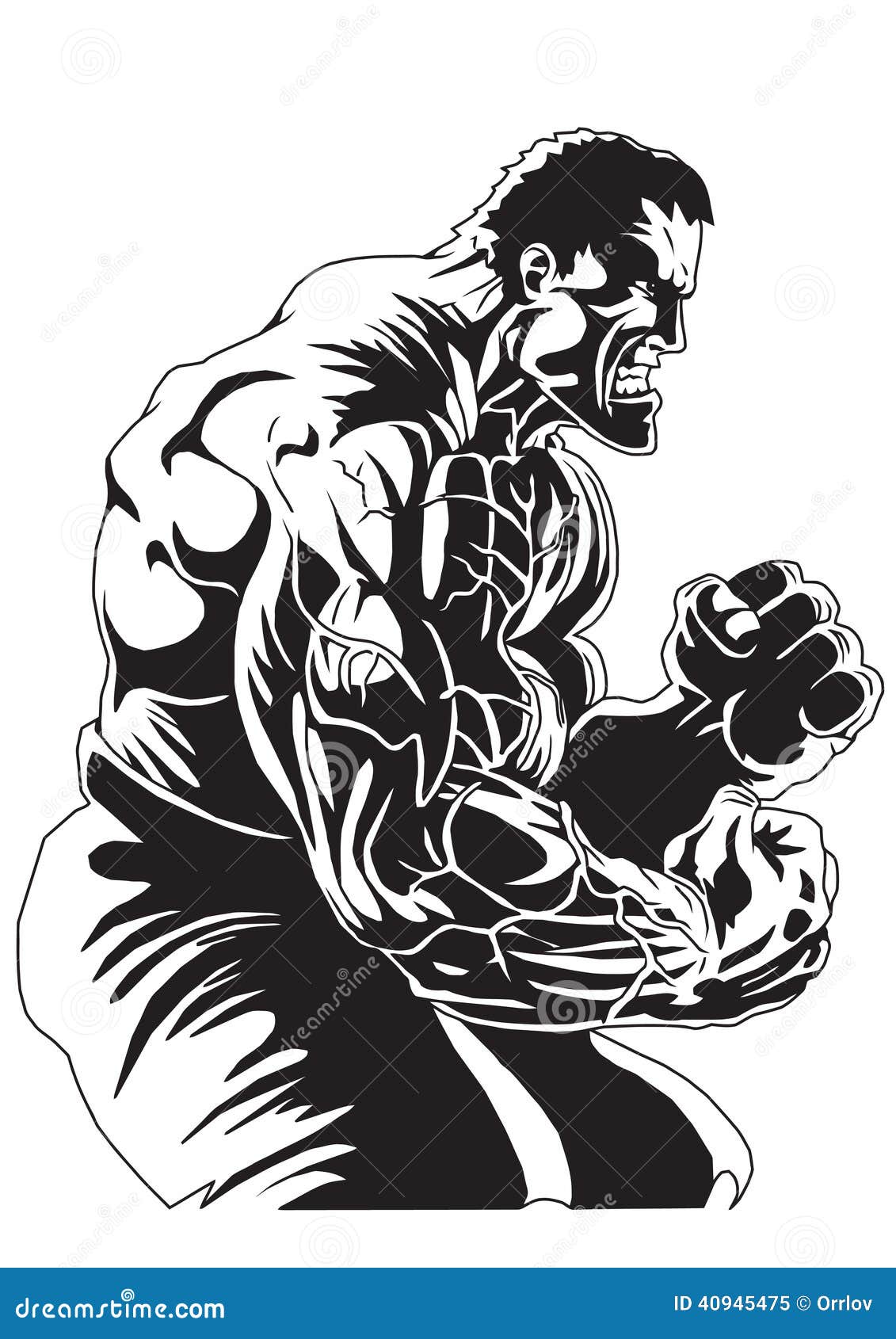 Bodybuilder Hands Logo Or Badge Vector Illustration Male Biceps Symbol ...