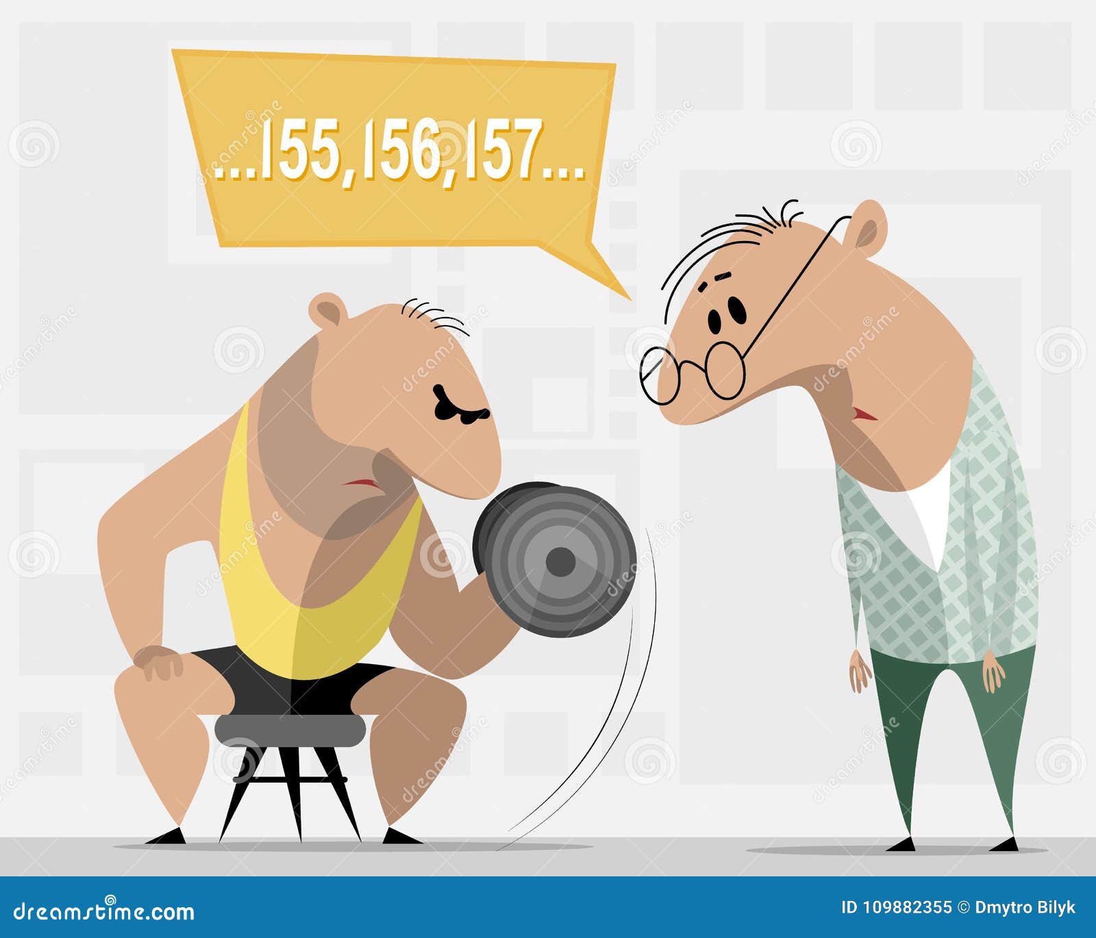 Bodybuilder And A Weak Man Cartoon Vector | CartoonDealer.com #109882355