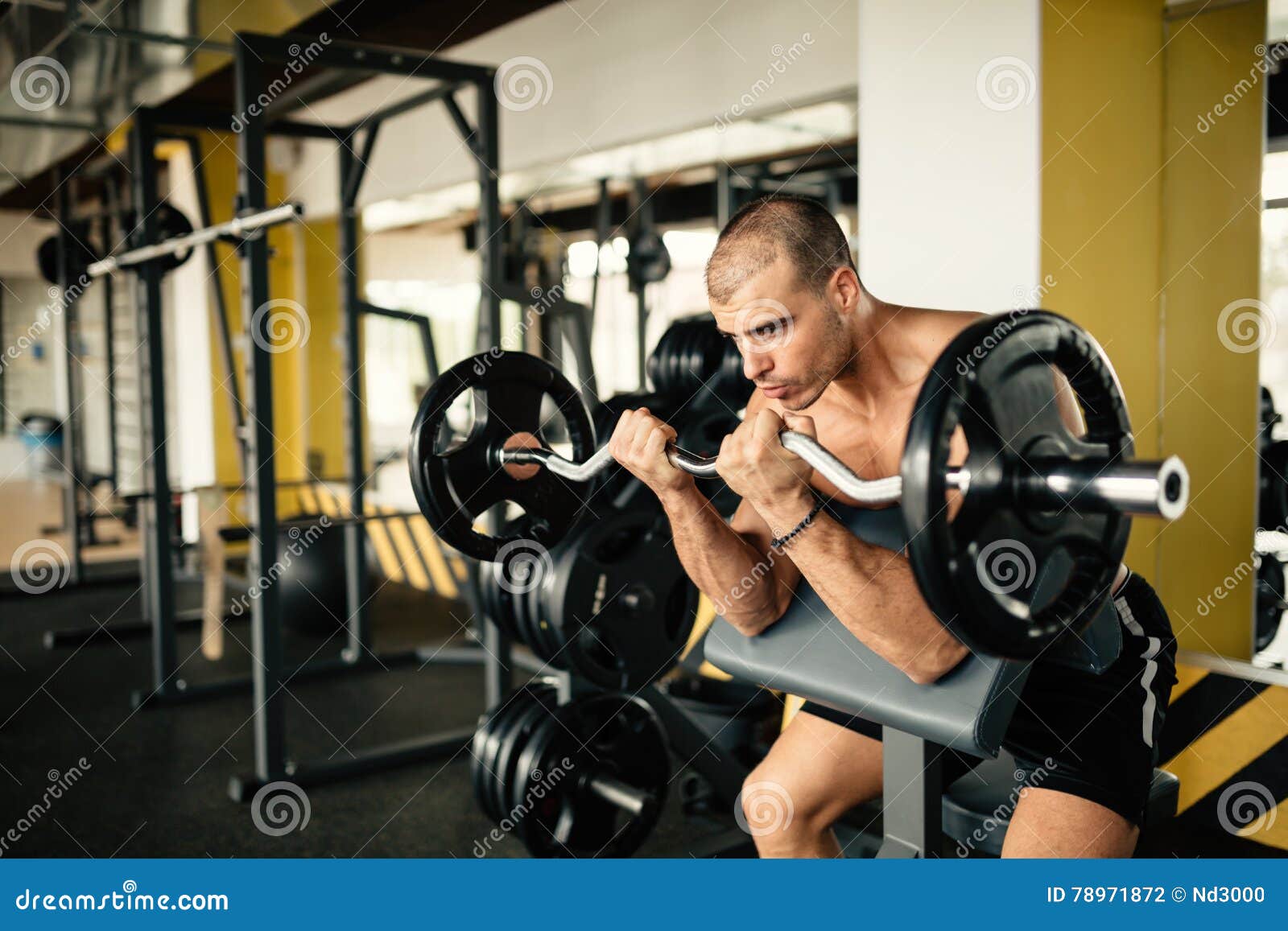 Bodybuilder Working Out in Gym Stock Photo - Image of power, training ...