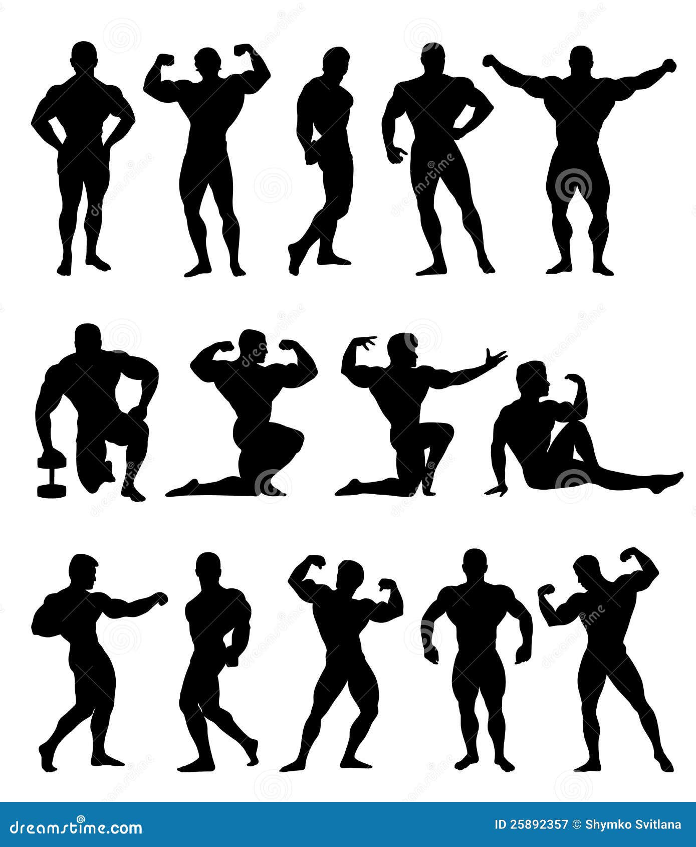 Male Bodybuilders Vector Silhouette | CartoonDealer.com #167582551