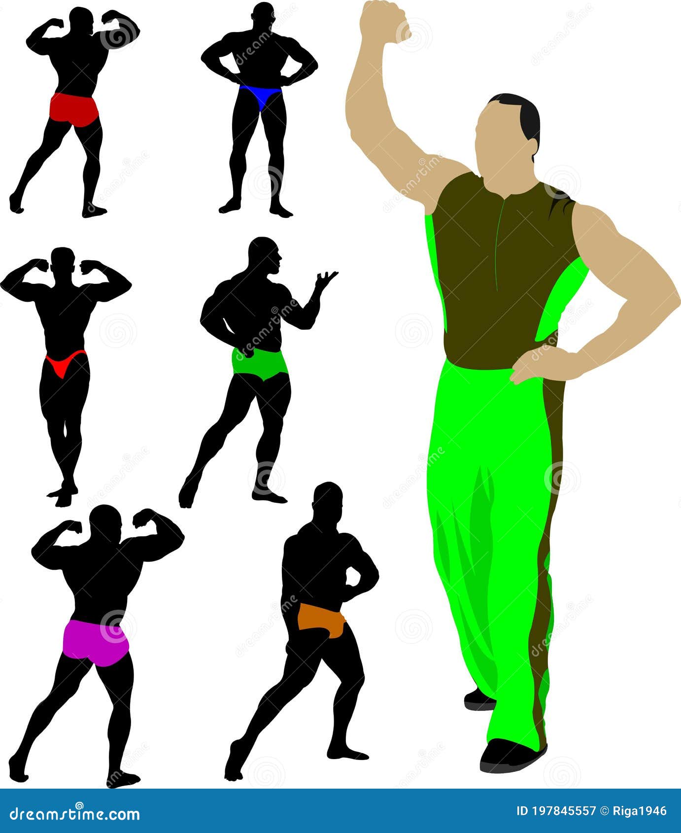 Bodybuilders Collection Vector Stock Vector - Illustration of back ...