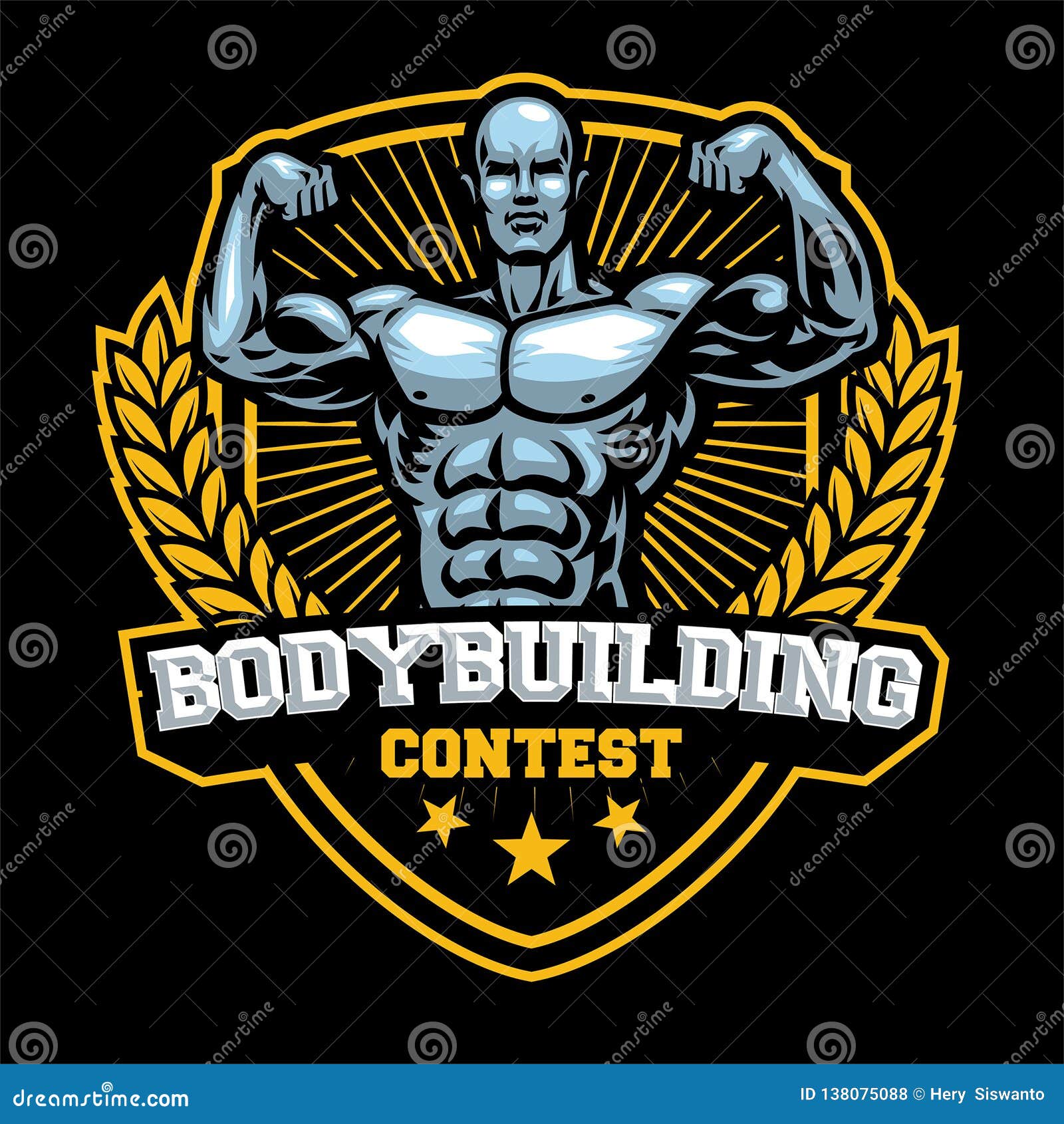 Bodybuilding contest badge stock vector. Illustration of flexing ...