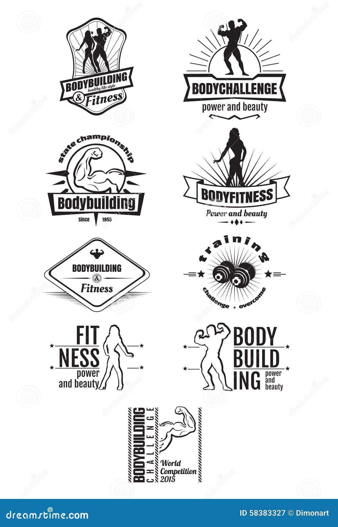 Bodybuilding and Fitness Emblems Stock Vector - Illustration of emblems ...