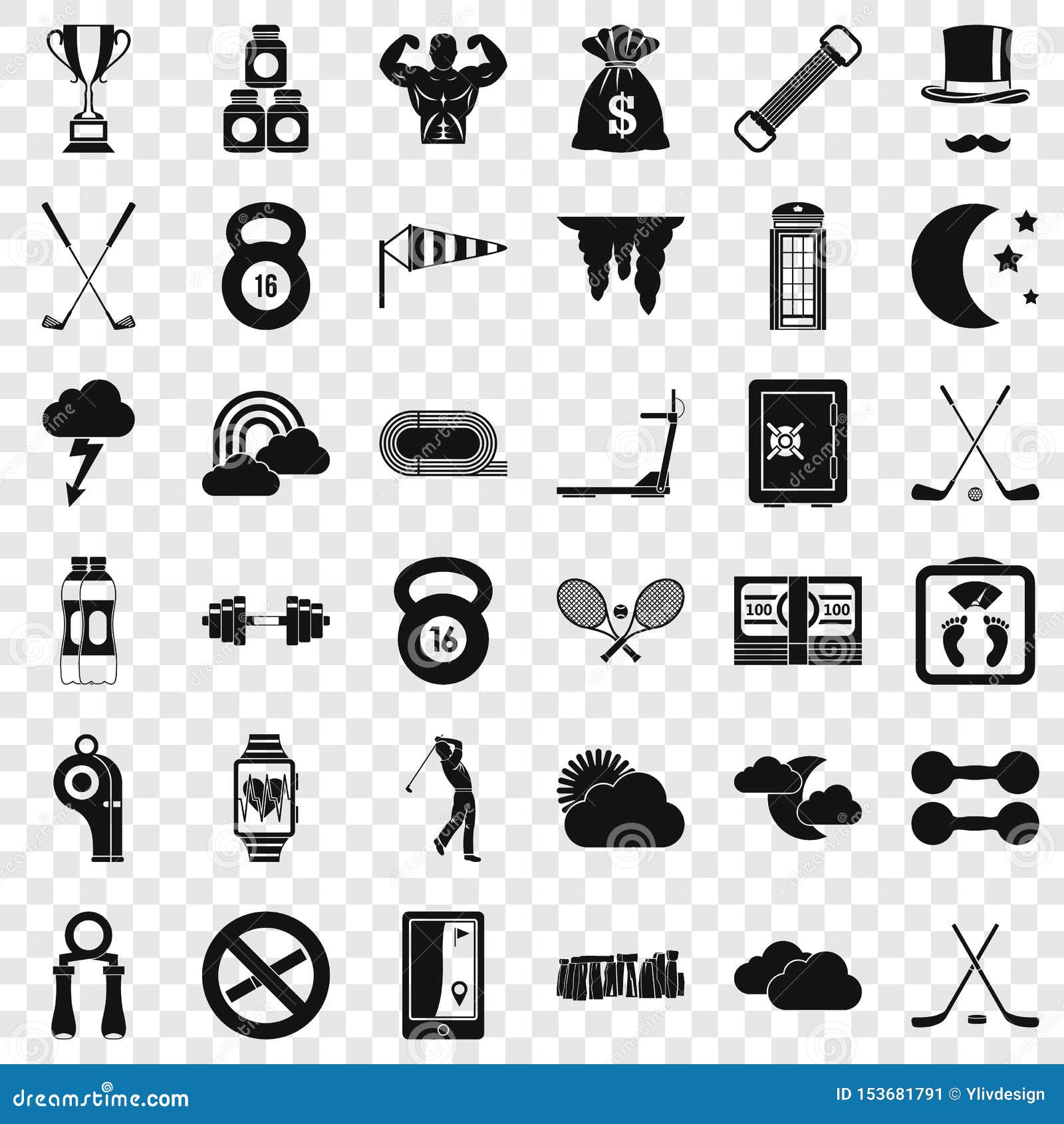 Bodybuilding Icons Set, Simple Style Stock Vector - Illustration of ...