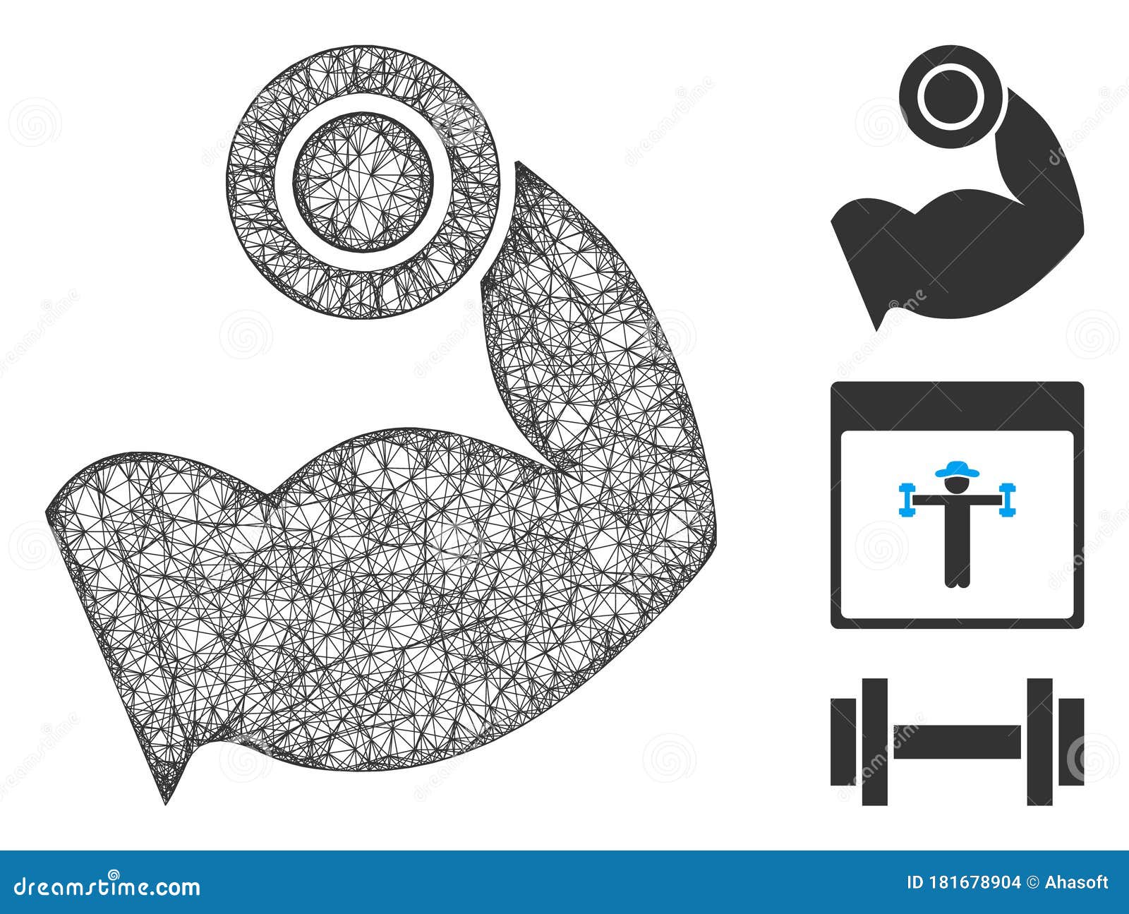 Bodybuilding Muscle Polygonal Web Vector Mesh Illustration Stock ...