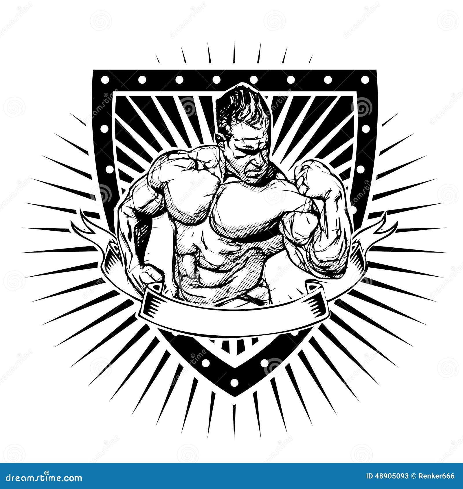 Bodybuilding shield stock vector. Illustration of power - 48905093