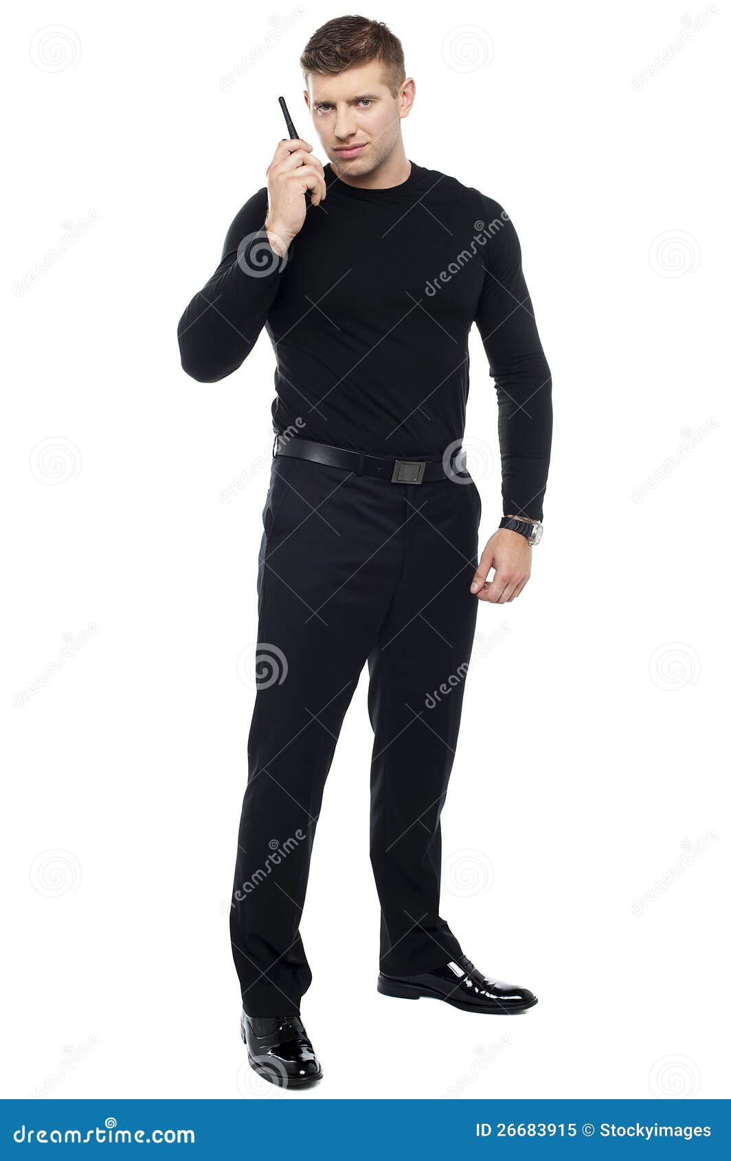 Bodyguard Communicating Via Walkie-talkie Stock Image - Image of ...