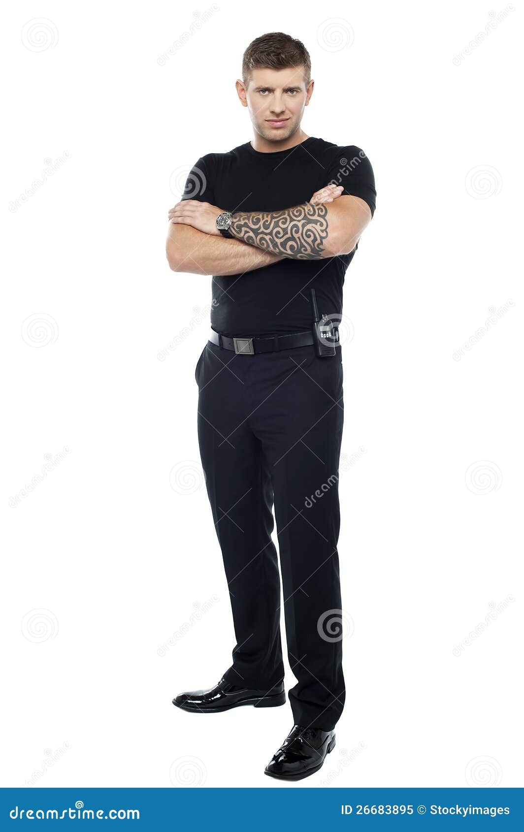Bodyguard with Tattoo. Posing with Folded Arms Stock Image - Image of ...