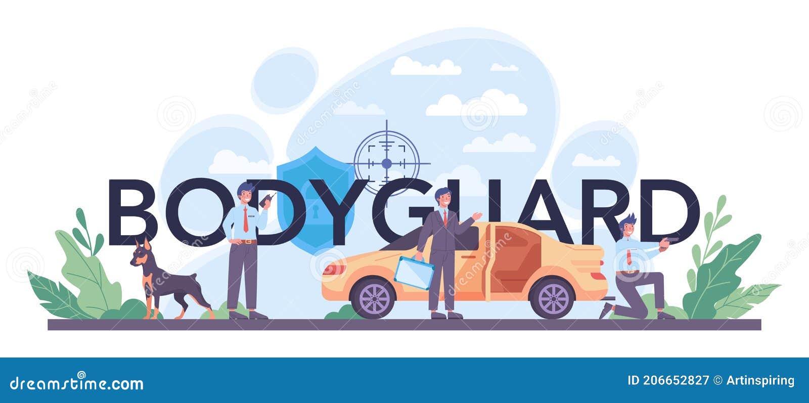 Bodyguard Typographic Header. Surveillance and Ptrotection Idea Stock ...