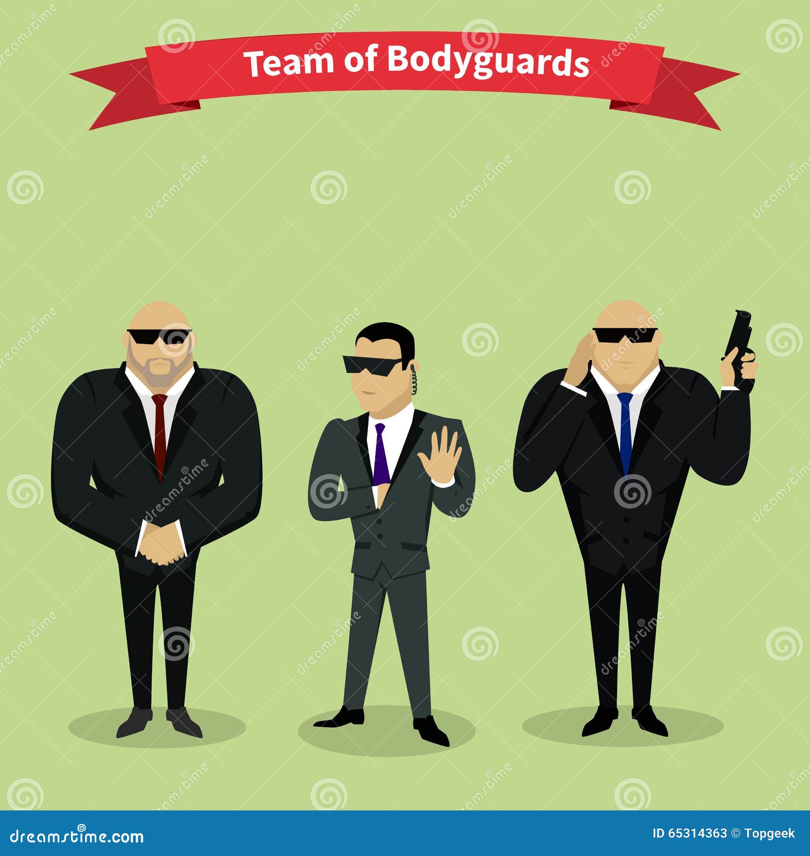 Bodyguards Team People Group Flat Style Stock Vector - Illustration of ...
