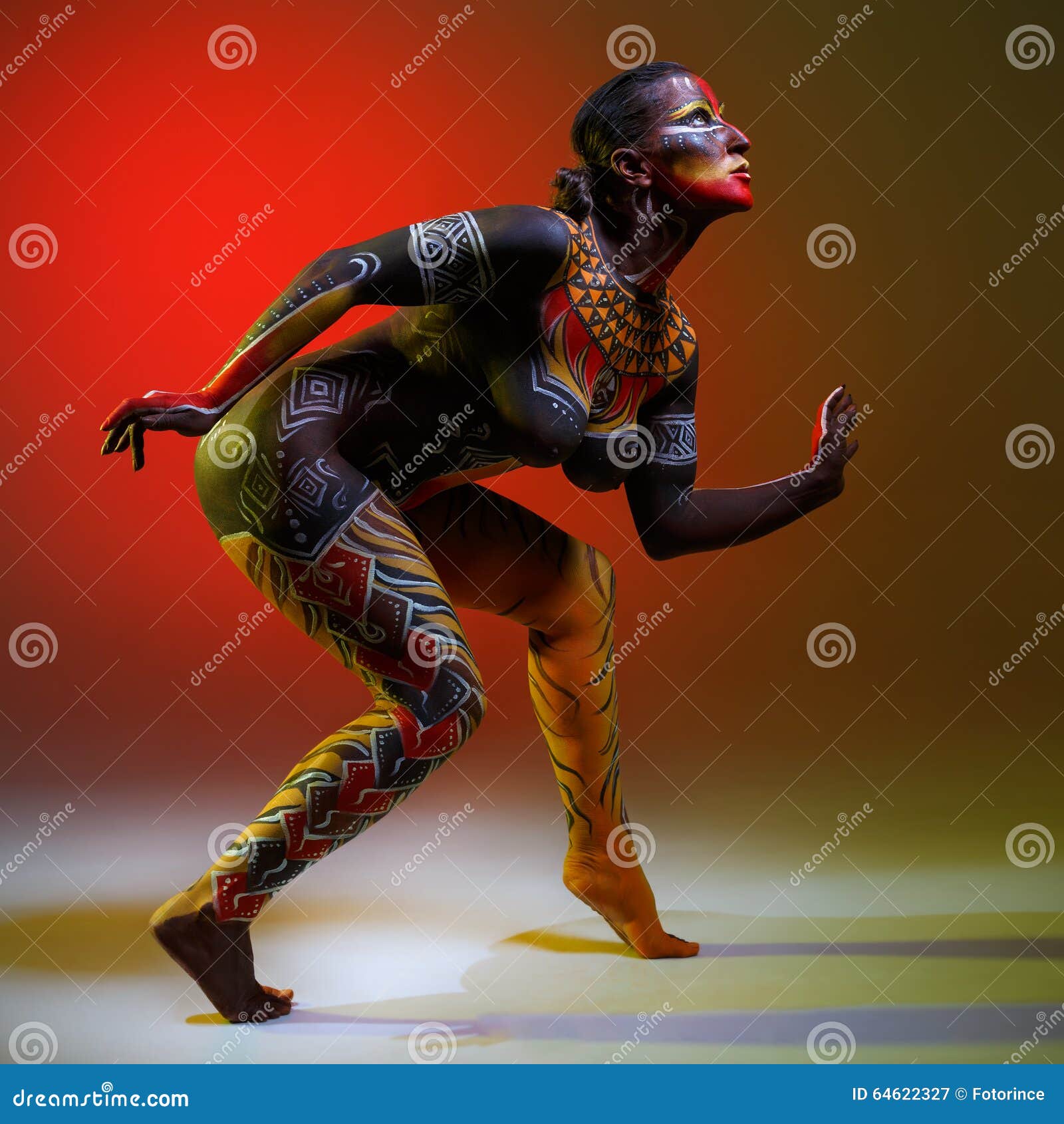 Bodypainting. Woman Painted with Ethnic Patterns Stock Image - Image of ...
