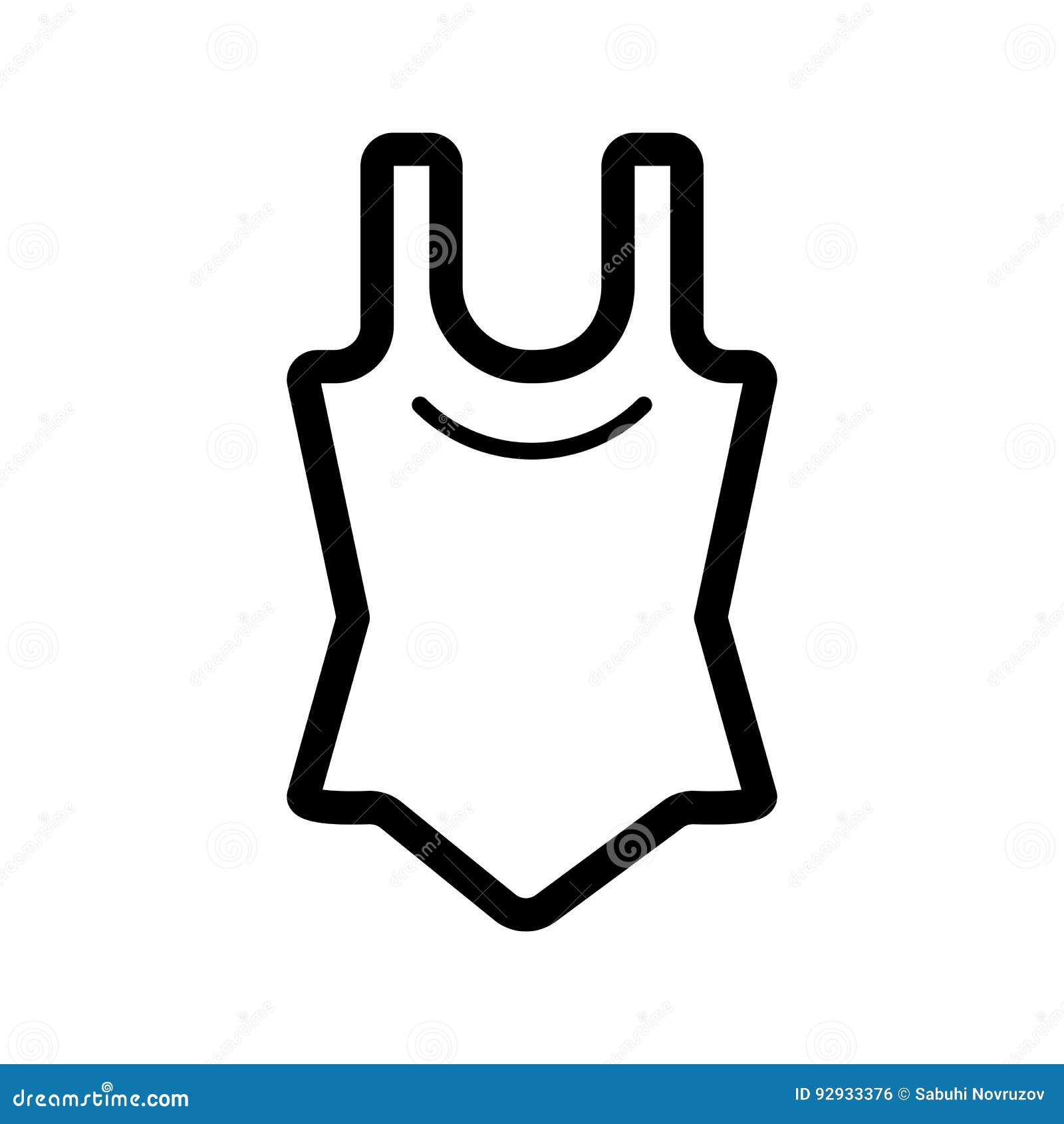 Bodysuit Vector Icon. Black and White Body Illustration. Outline Linear ...