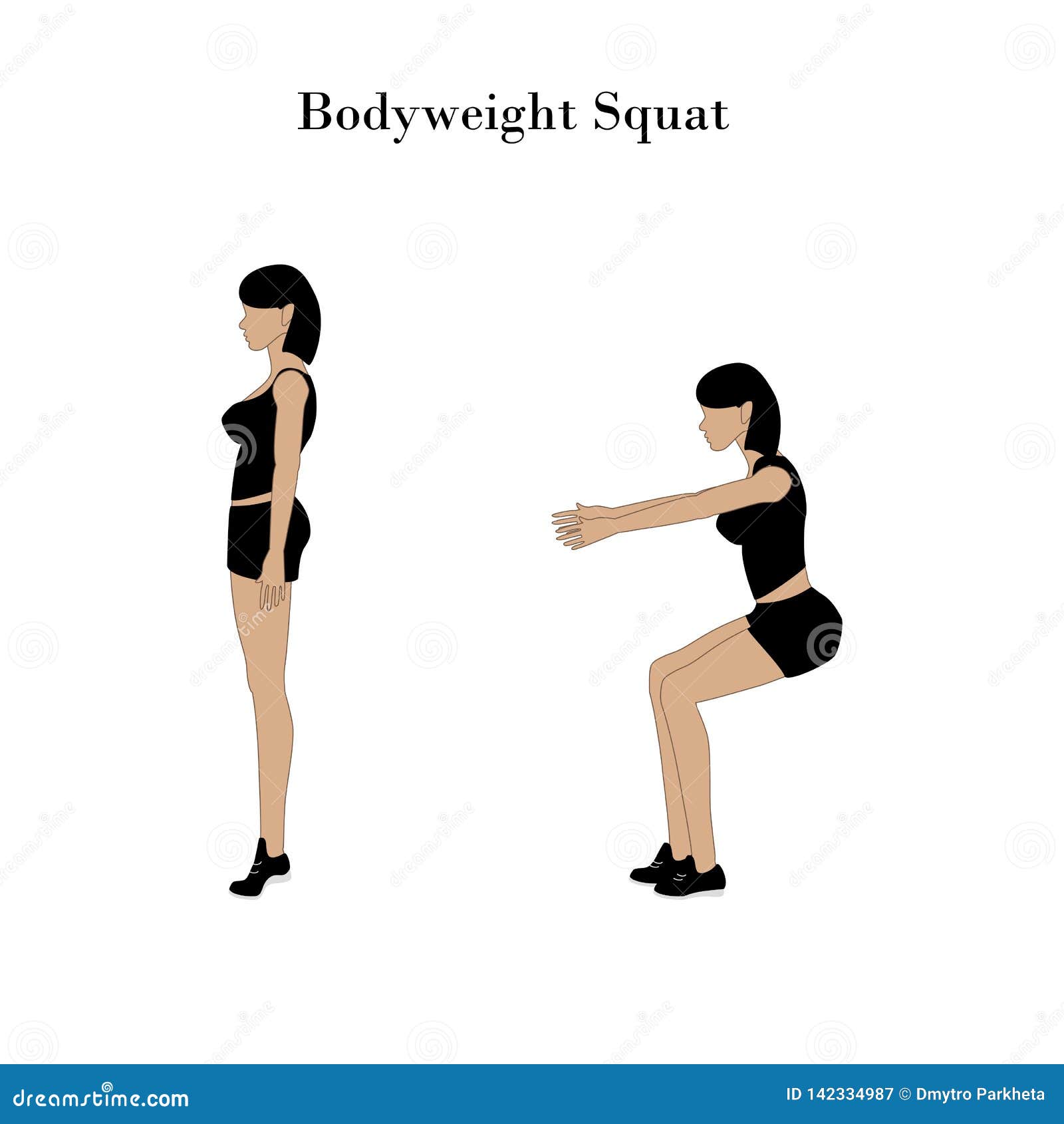 Bodyweight Squat Exercise Workout Cartoon Vector | CartoonDealer.com ...
