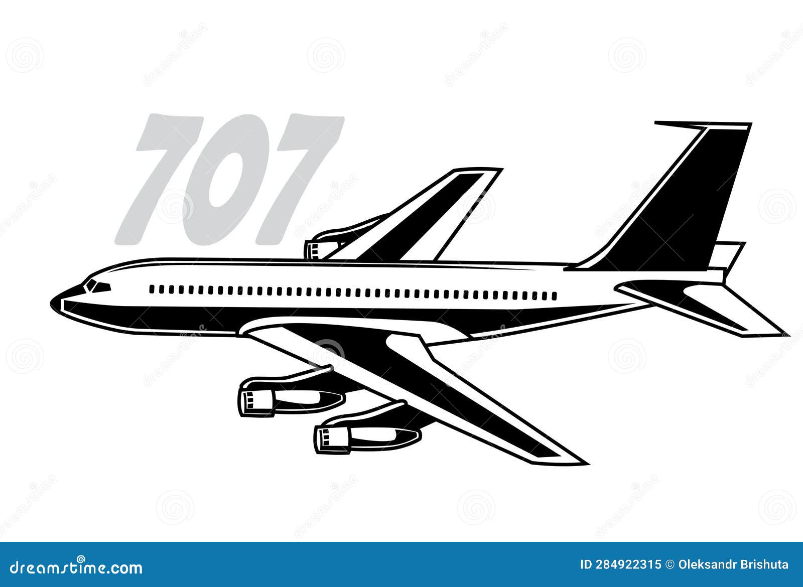 Boeing 707. Stylized Drawing of a Vintage Passenger Airliner Stock ...