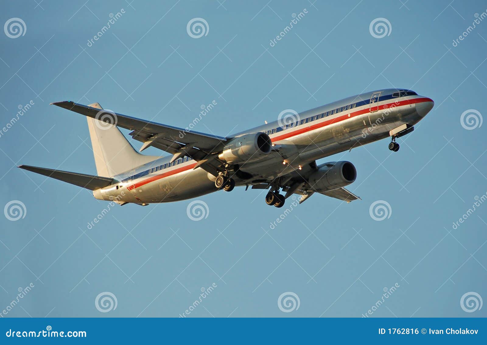 Boeing 737 in silver color stock photo. Image of aircraft - 1762816