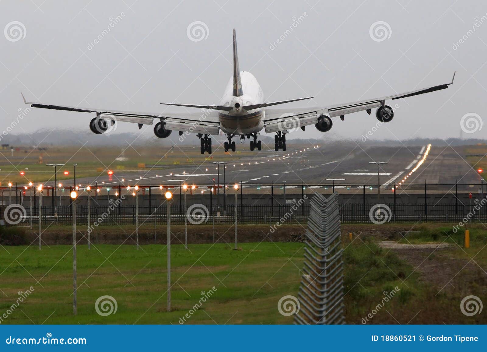 Boeing 747 Jumbo Jet Landing on Runway. Stock Image - Image of airport ...