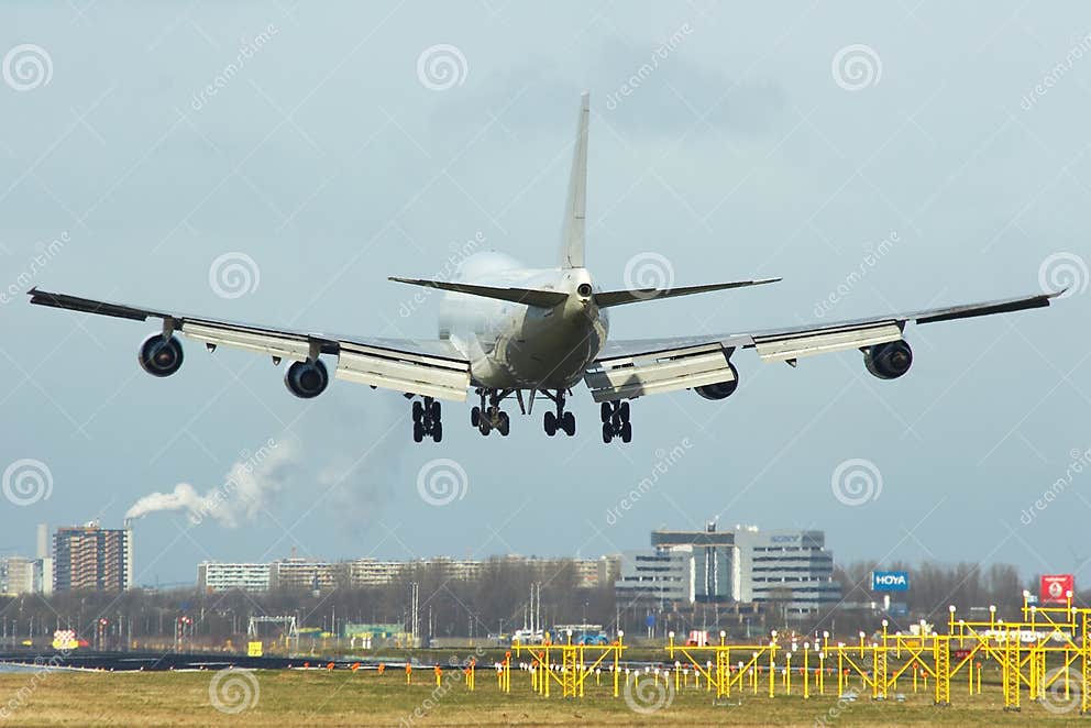 Boeing 747 about To Touchdown Stock Image - Image of touchdown ...