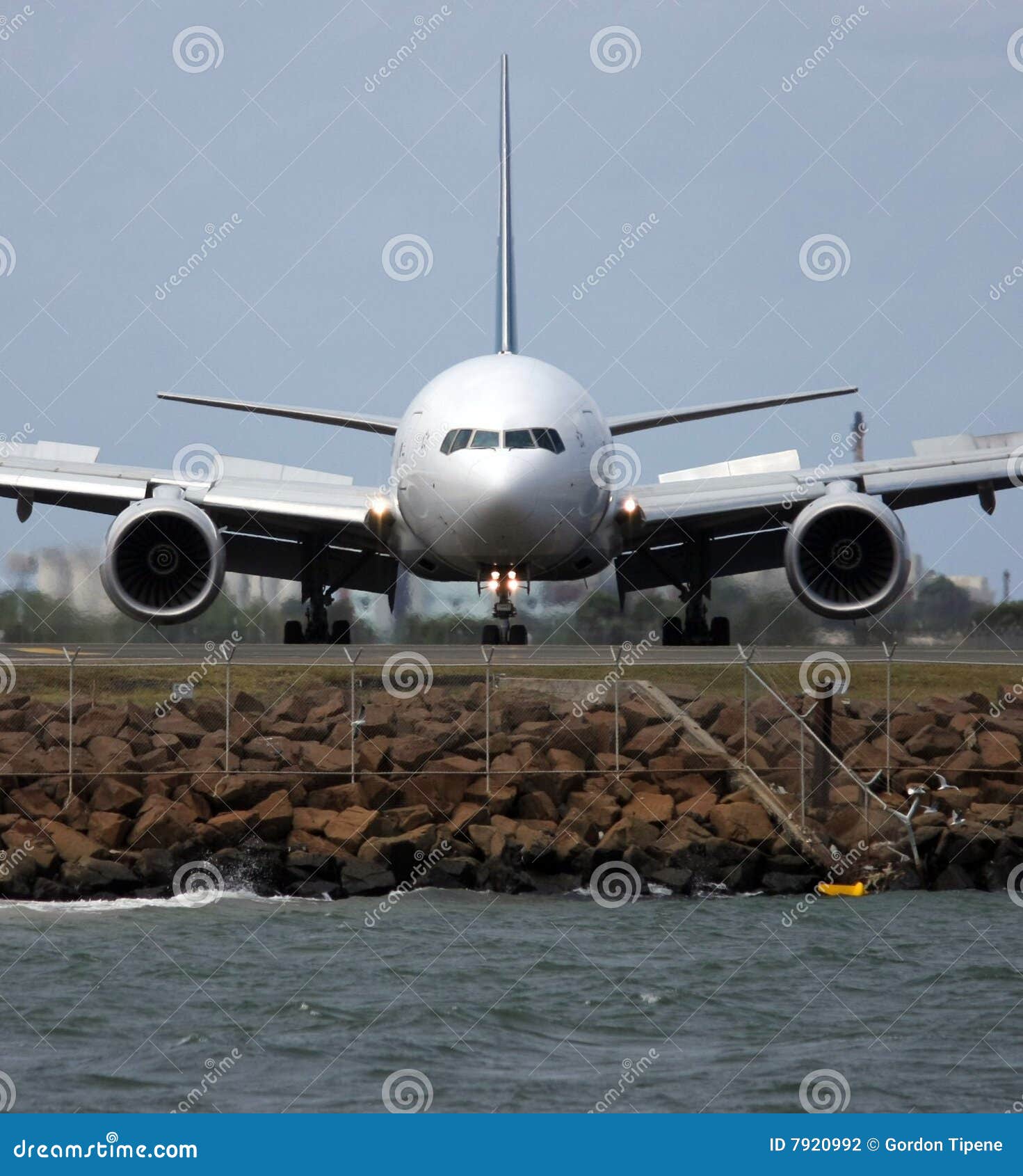 Boeing 777 200EA Jet Front on Stock Photo - Image of airplane, runway ...