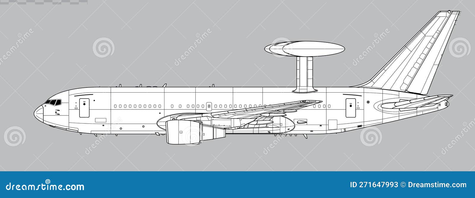 Boeing E-767 AWACS. Vector Drawing of Airborne Warning and Control ...