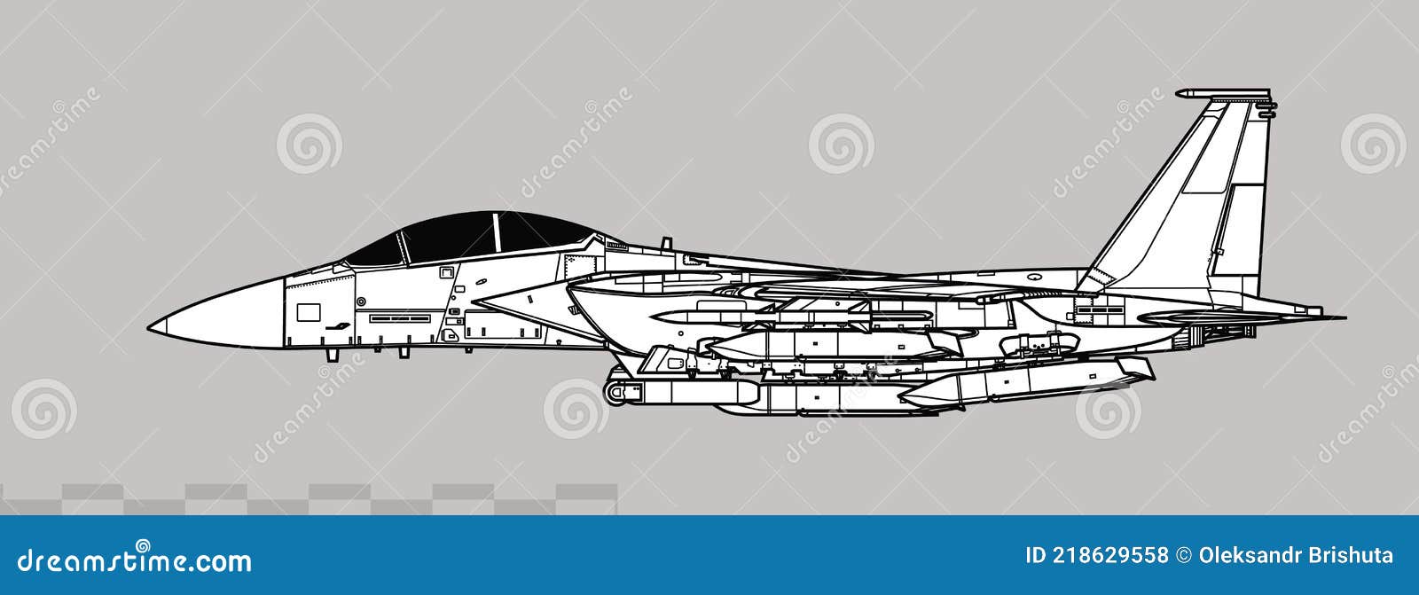 Boeing F-15E Strike Eagle With AGM-158 JASSM Missiles. Vector Drawing ...