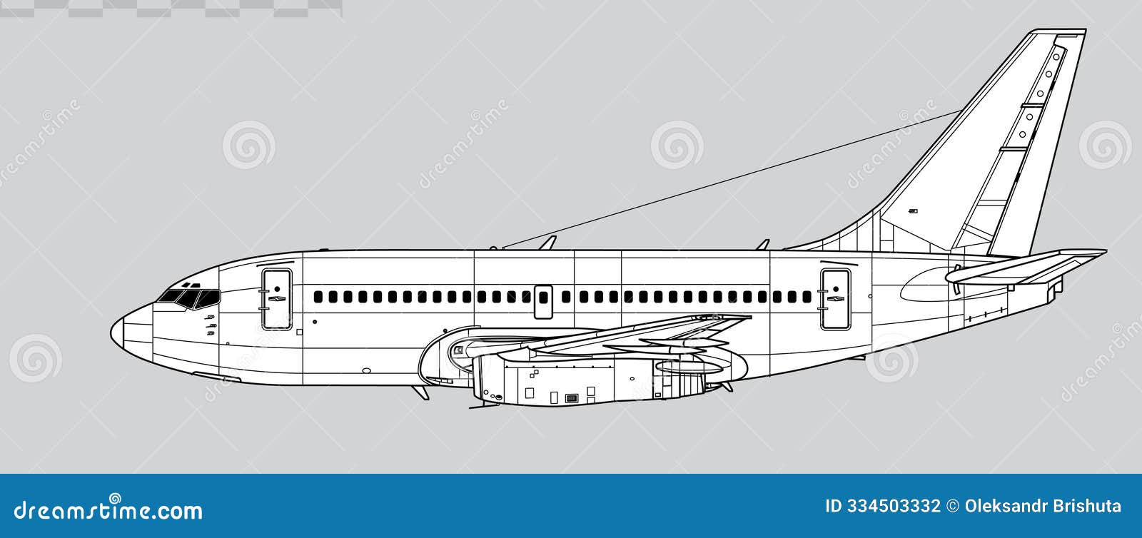 Boeing 737-100 Original. Vector Drawing of Short Range Passenger Jet ...