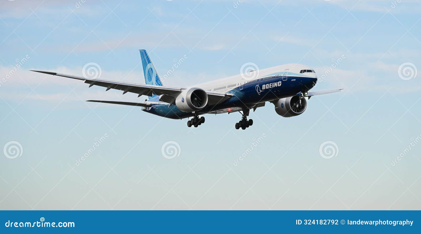 Boeing 777-9 Prototype of 777X Aircraft Wheels Down on Final Approach ...