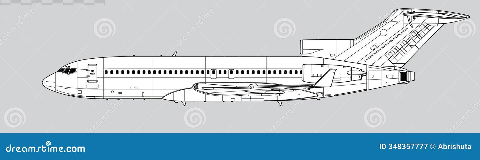 Boeing 727-100 Super 27. Vector Drawing of Mid-range Jet Airliner Stock ...