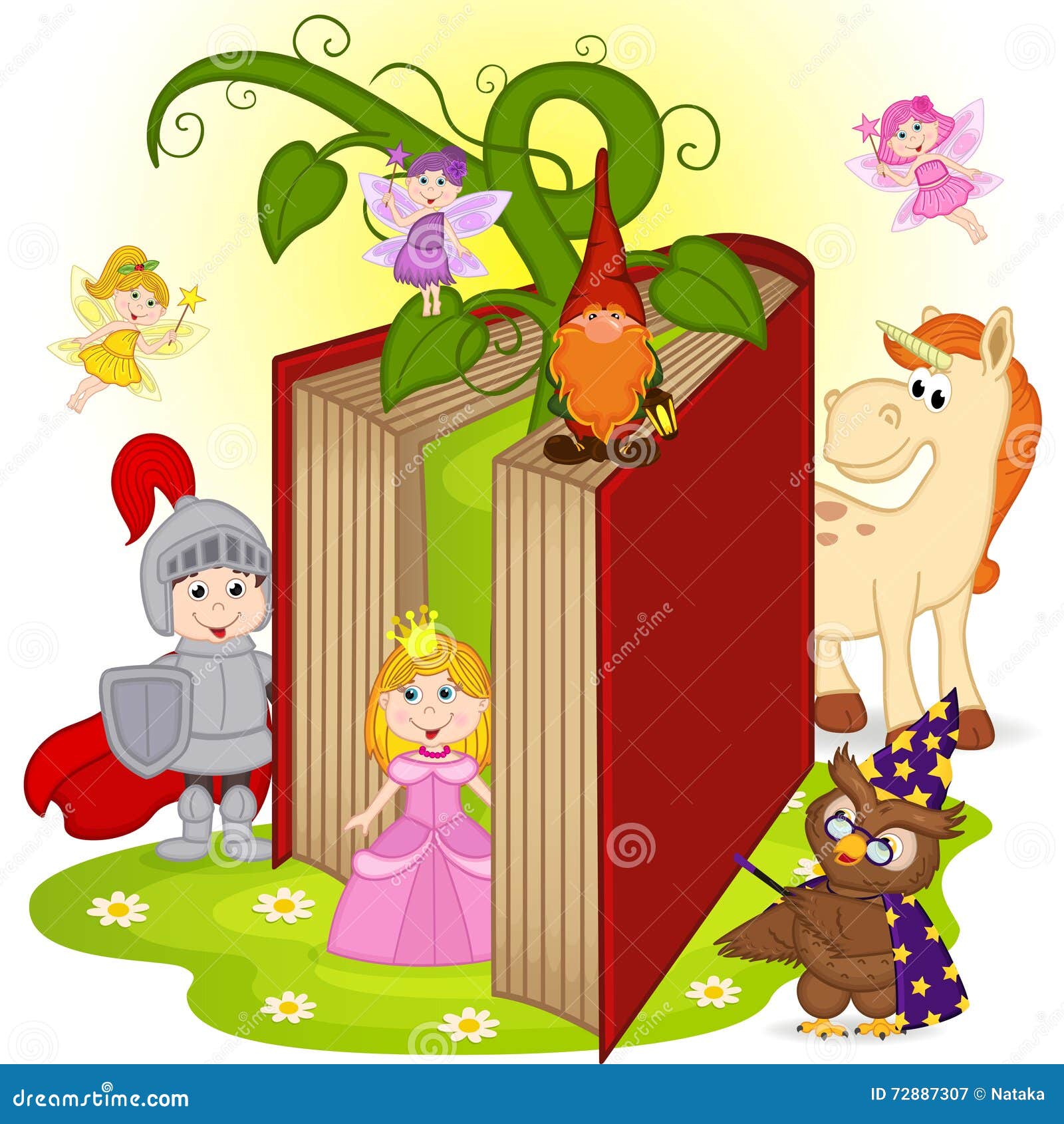 Boek Met Karakters Van Sprookjes Vector Illustratie - Illustration of ...