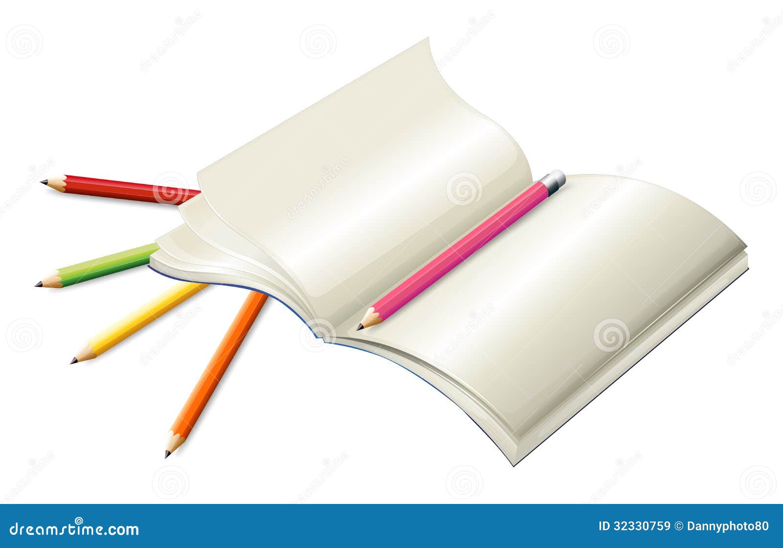 Boek met potloden vector illustratie. Illustration of hoeken - 32330759