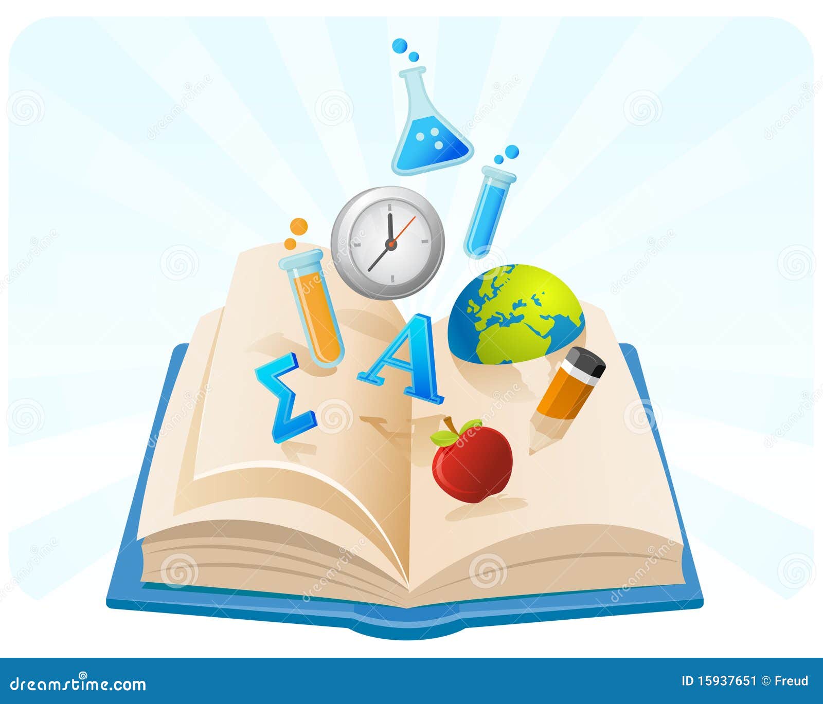 Boek van kennis stock illustratie. Illustration of klok - 15937651