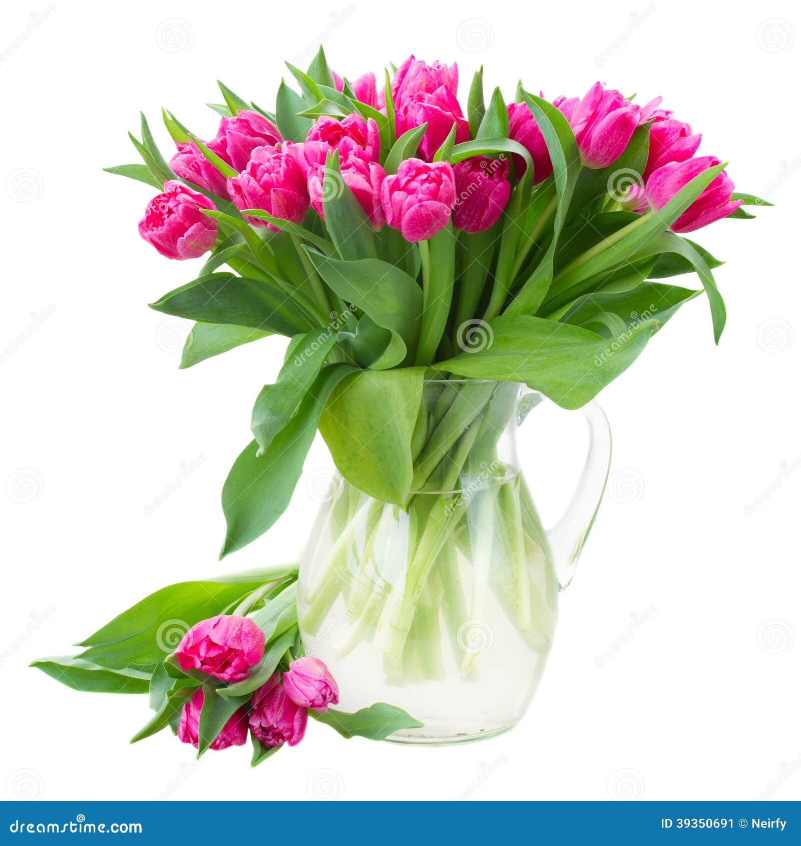 Boeket Van Dubbele Roze Tulpen in Vaas Stock Afbeelding - Image of ...