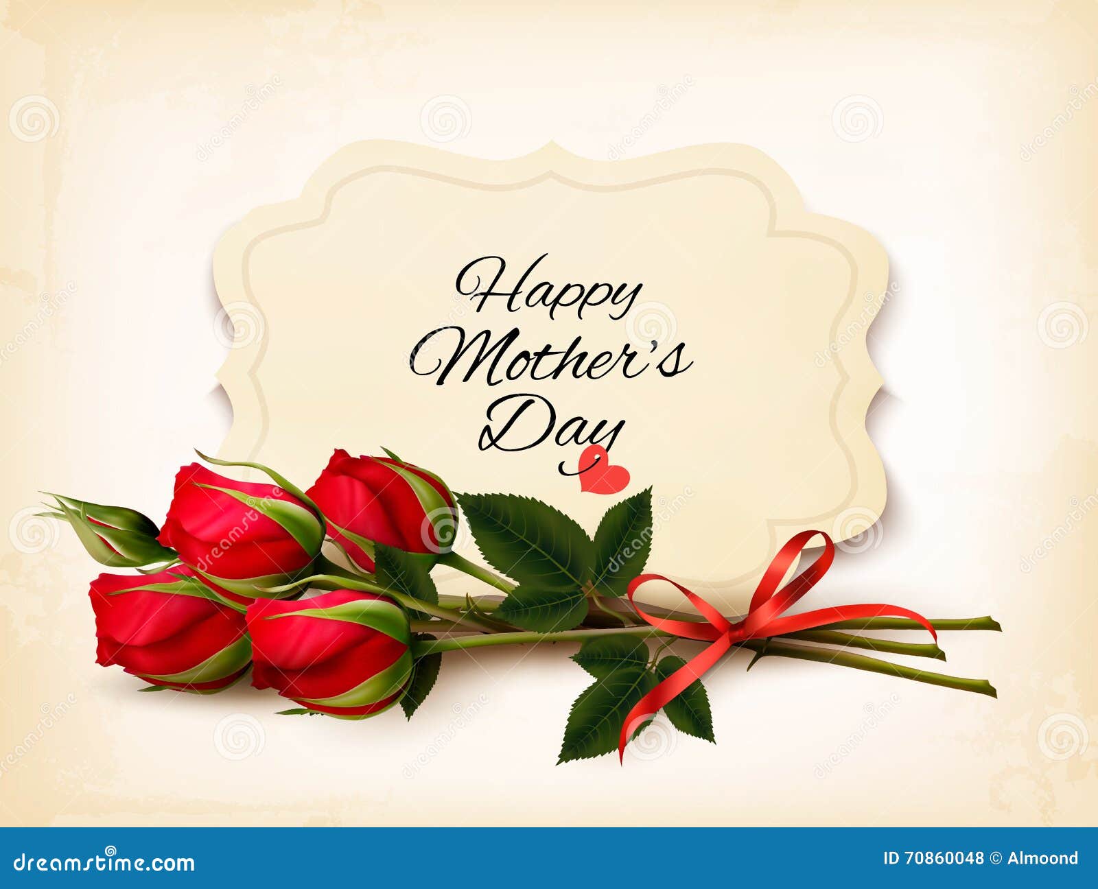 Boeket Van Rode Rozen De Achtergrond Van De Moederdag Vector ...