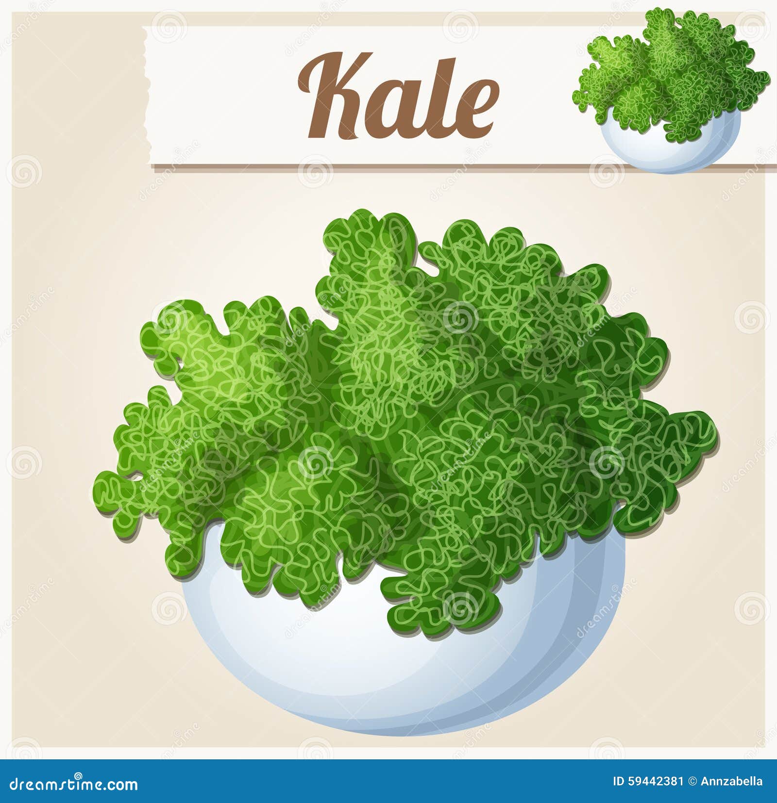Boerenkool in Kom Gedetailleerd Vectorpictogram Vector Illustratie ...