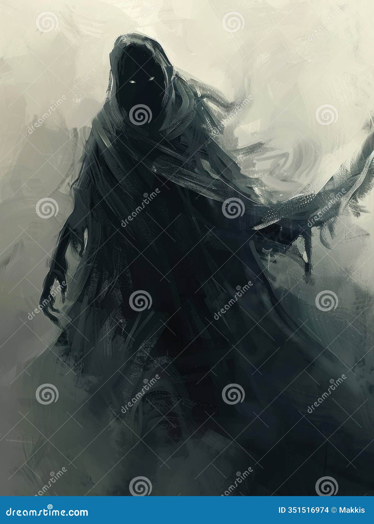 A Bog Wraith. Illustration of a Mystical Ghostly Creature from Celtic ...