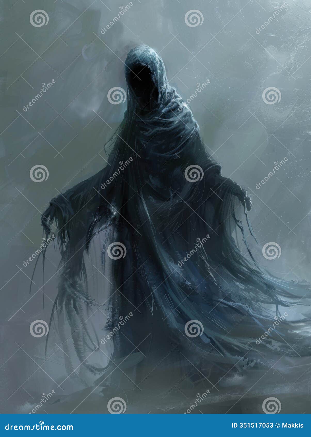 A Bog Wraith. Illustration of a Mystical Ghostly Creature from Celtic ...