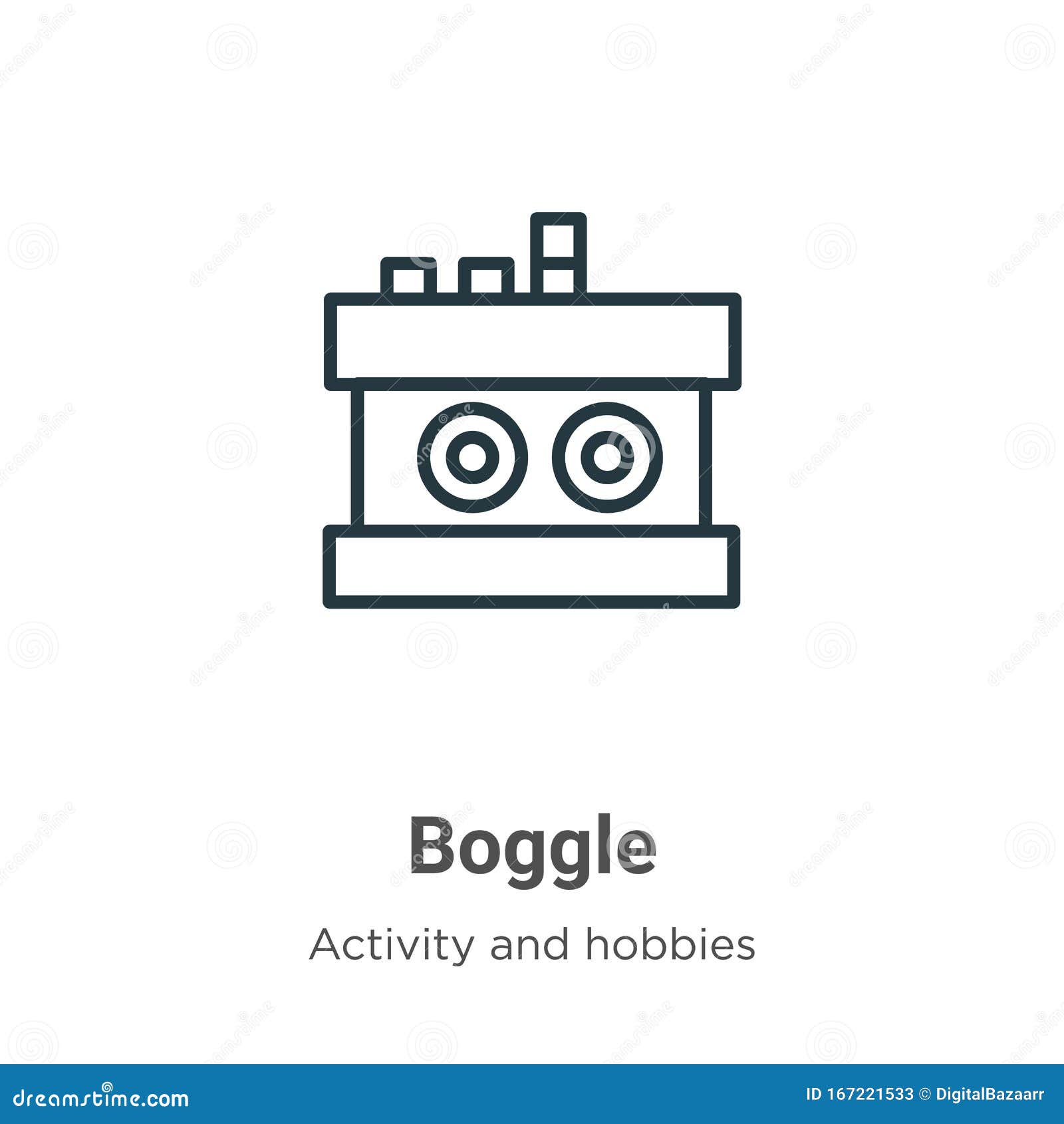 Boggle Outline Vector Icon. Thin Line Black Boggle Icon, Flat Vector ...