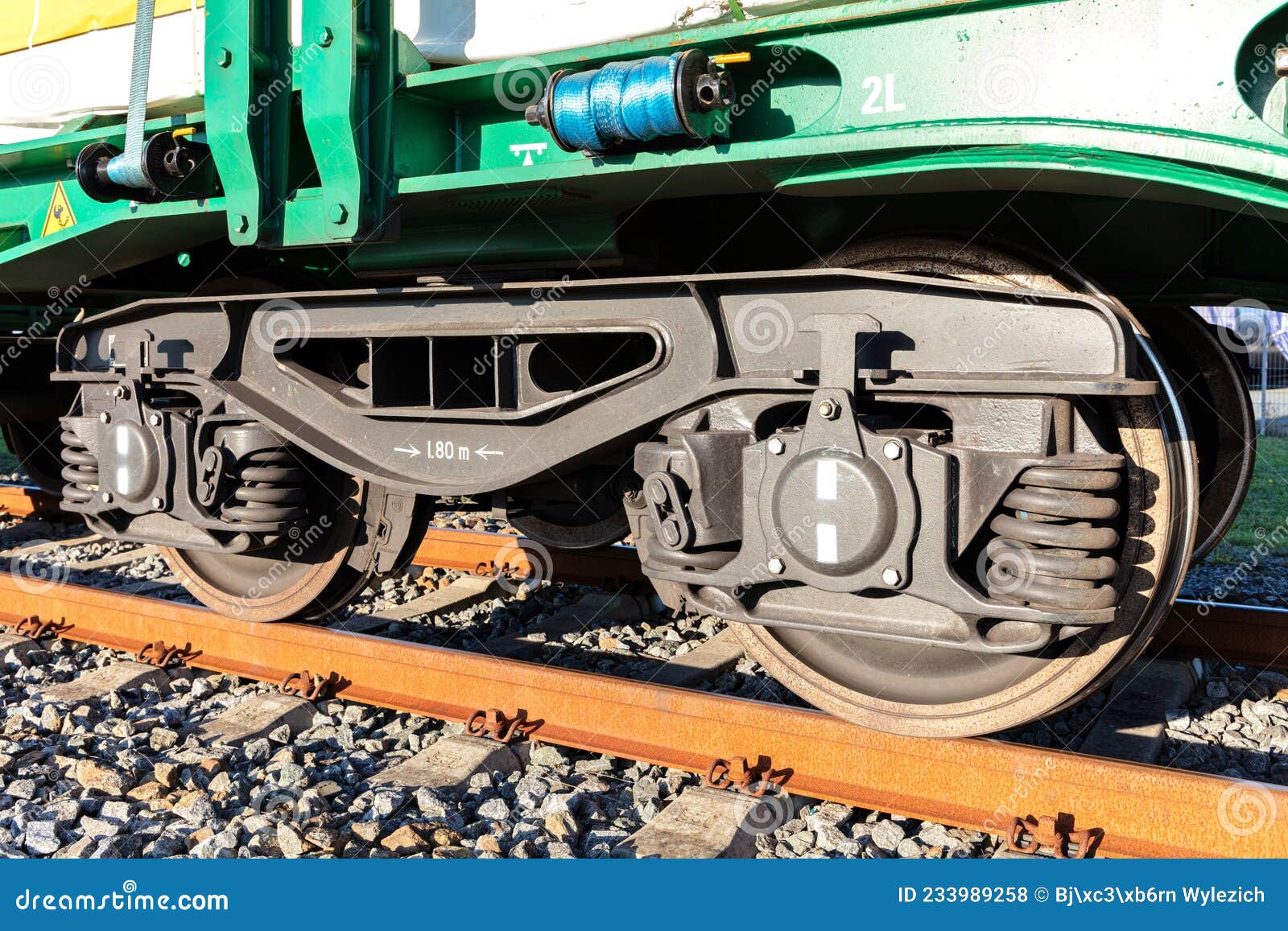 A Bogie Of Freight Railcar Closeup, With Brake Shoe Stock Image ...
