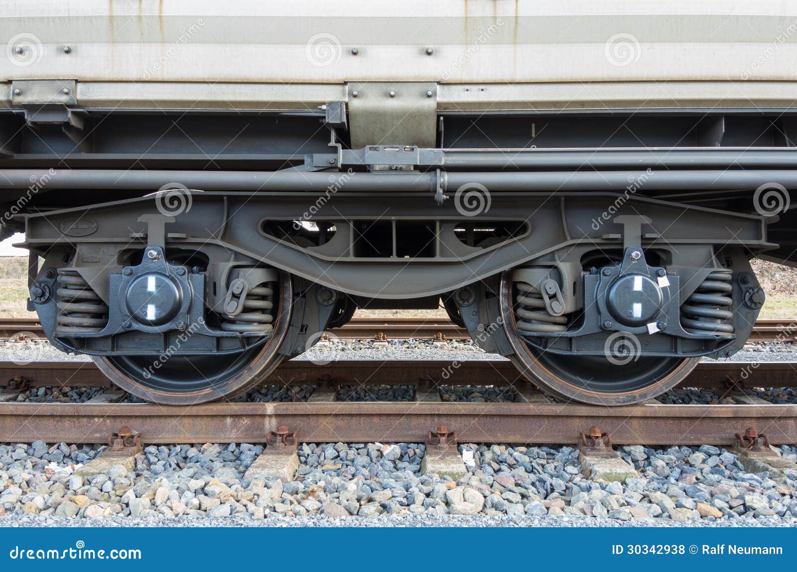 A Bogie Of Freight Railcar Closeup, With Brake Shoe Stock Image ...