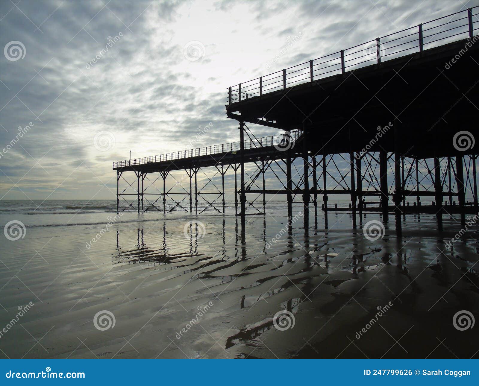Bognor Regis Pier and Reflections on the Sand Stock Photo - Image of ...
