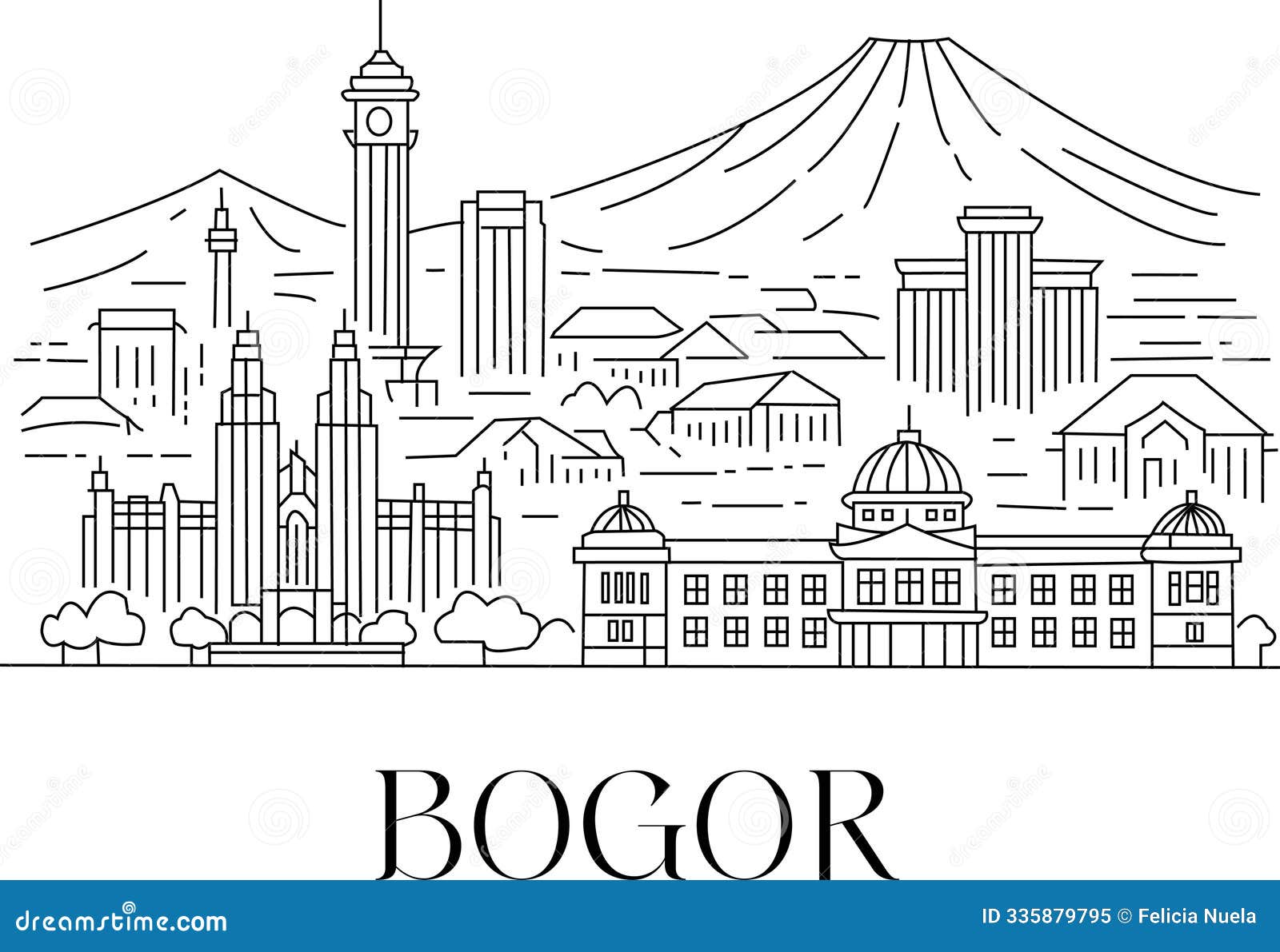 Bogor City Line Draw Free Vector Stock Vector - Illustration of city ...