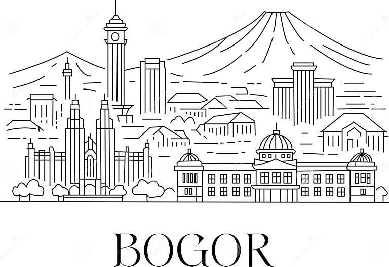 Bogor City Line Draw Free Vector Stock Vector - Illustration of city ...