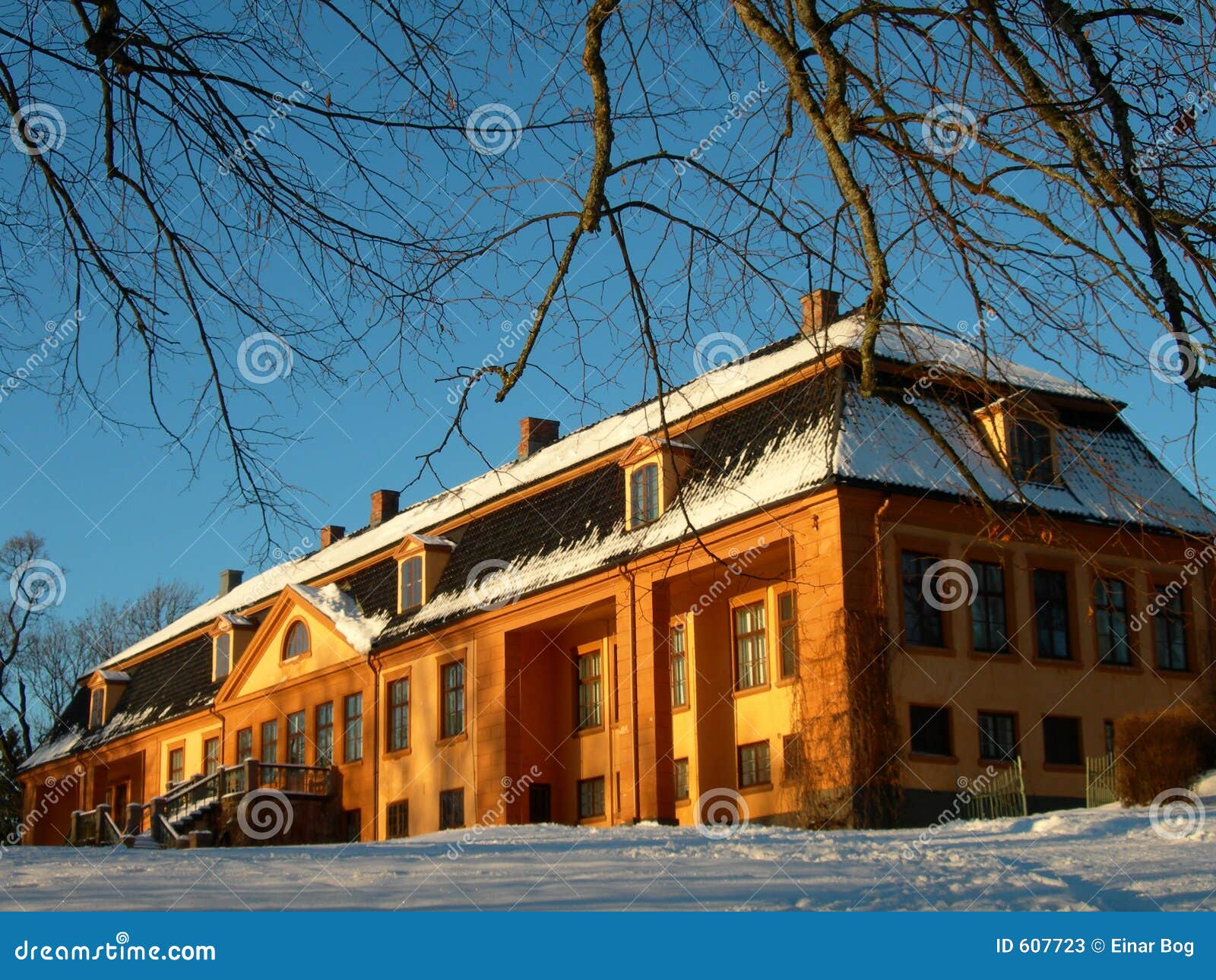 Bogstad manor stock image. Image of bogstad, house, winter - 607723