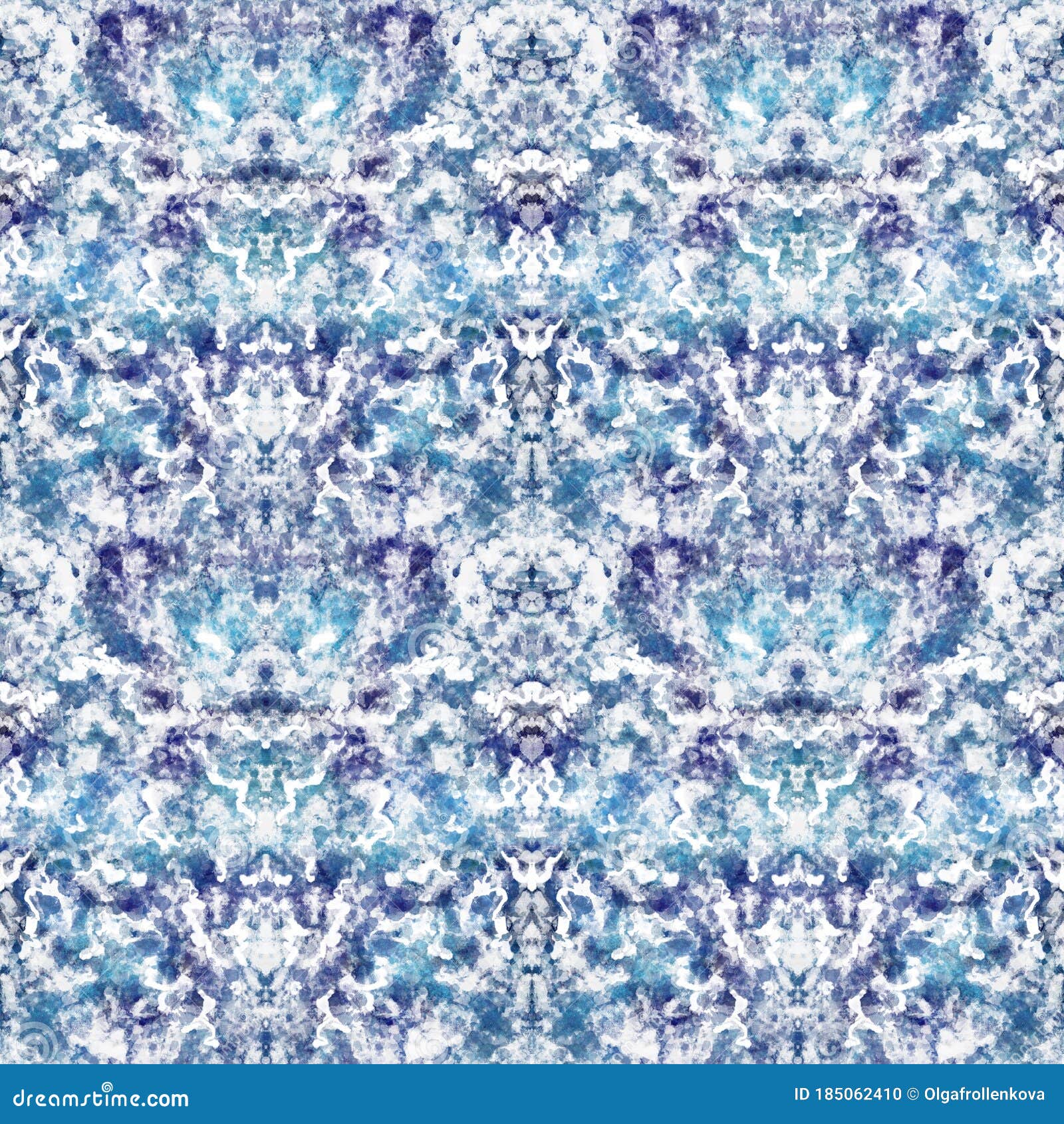 Bohemian Blue and White Abstract Seamless Pattern. Stock Illustration ...