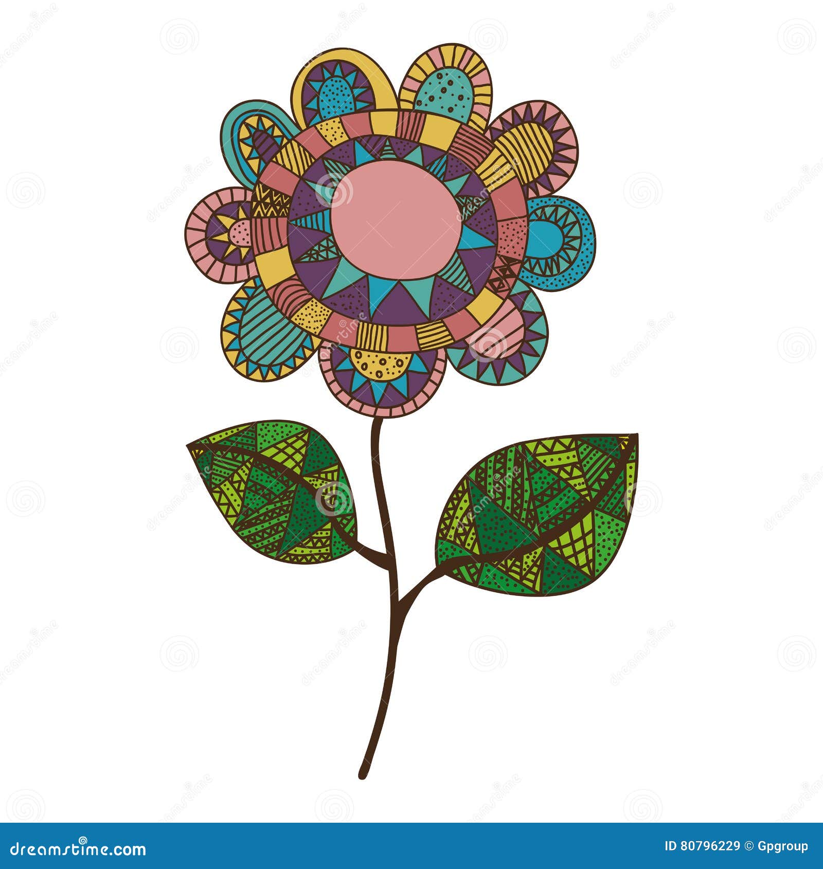 Bohemian or Boho Style Flower Icon Image Stock Vector - Illustration of ...